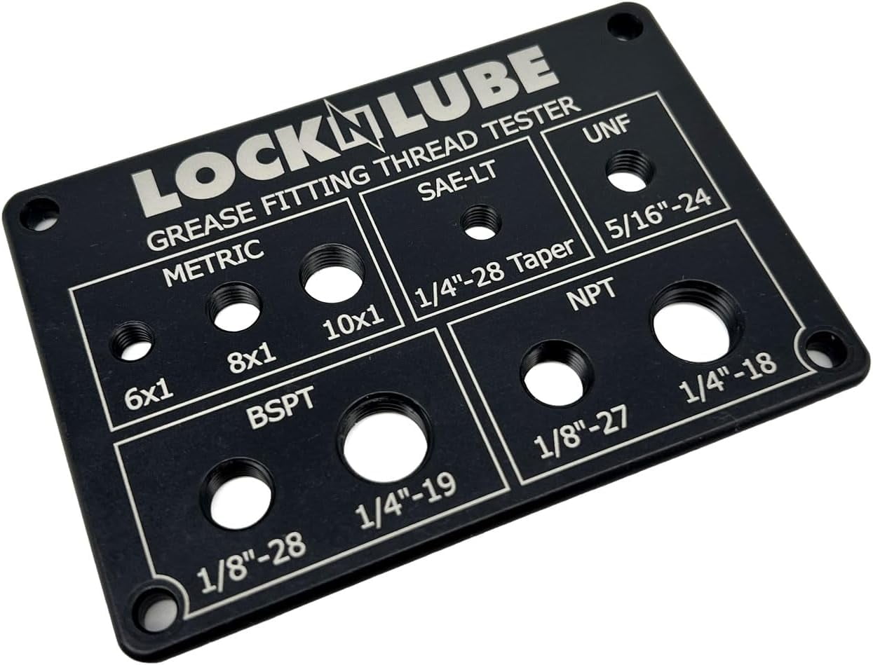 LockNLube Grease Fitting Thread Tester, Includes SAE, Metric, BSPT, and ...