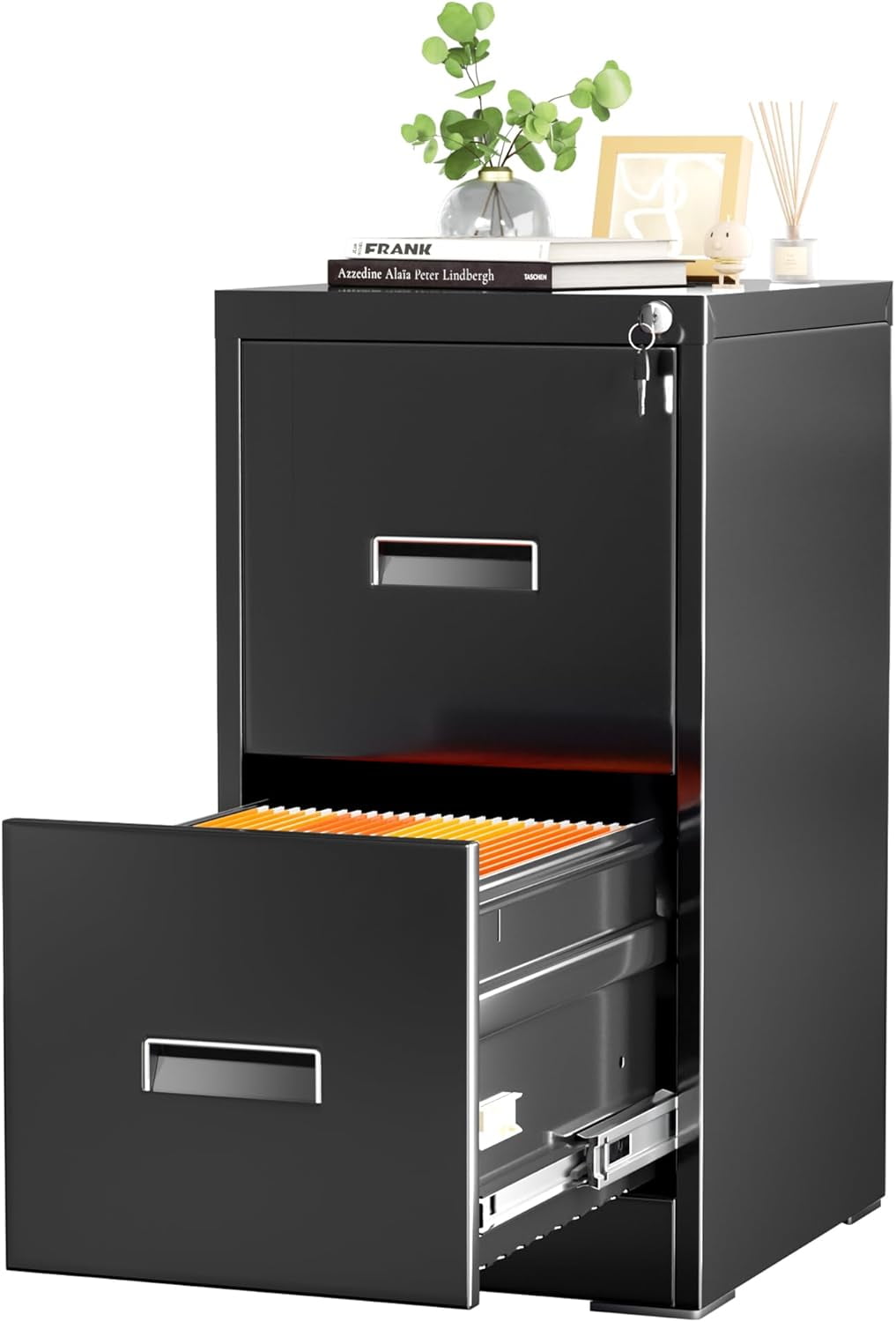 Lockable 2 Drawer Vertical Filing Cabinet in Black - Easy Assemble ...