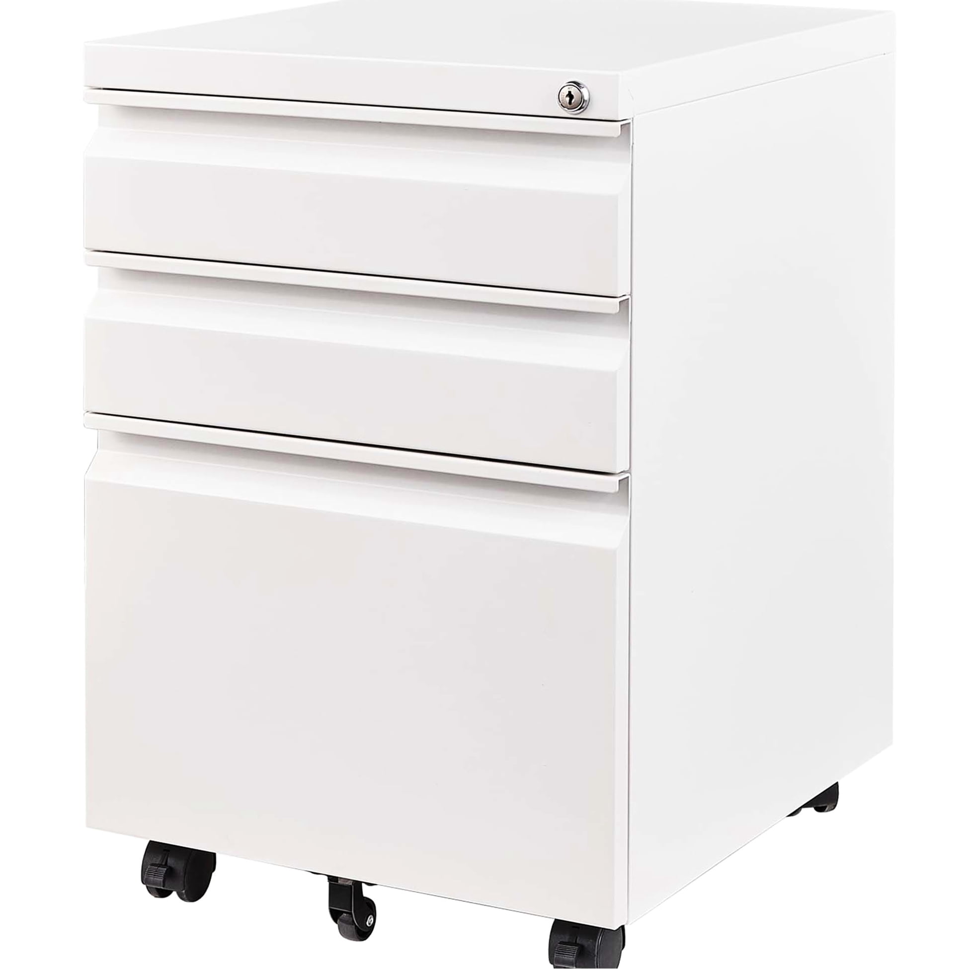 Lockable 3 Drawer File Cabinet For Home Office, White. Fully Assembled ...