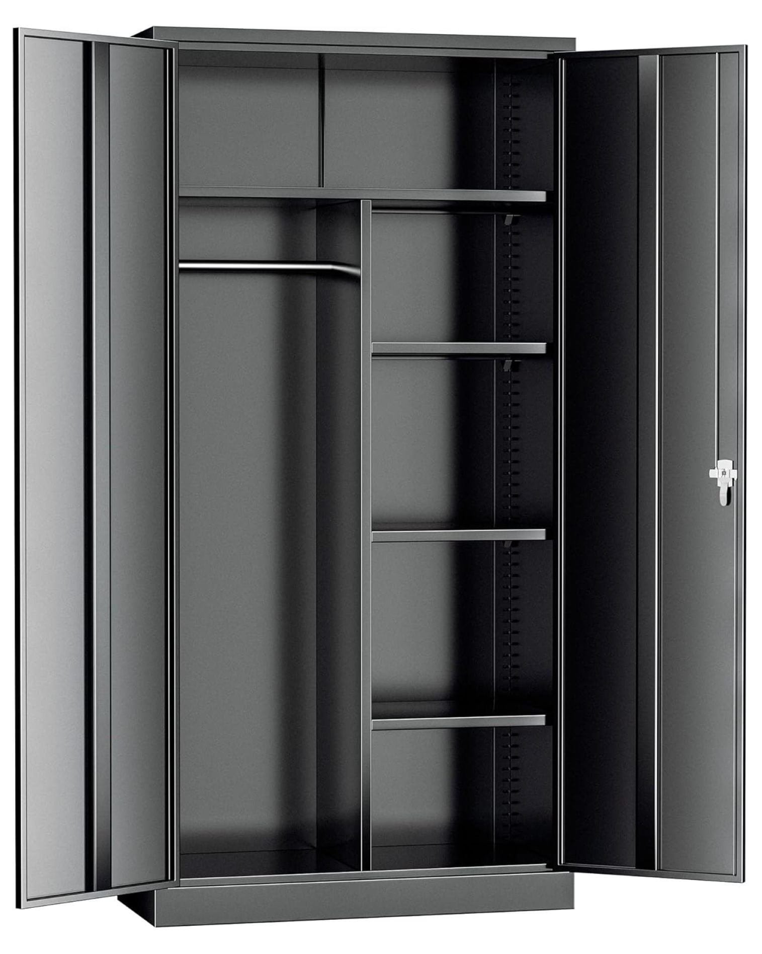 Lockable Almirah for Clothes with Adjustable Shelves, 71”H Metal ...