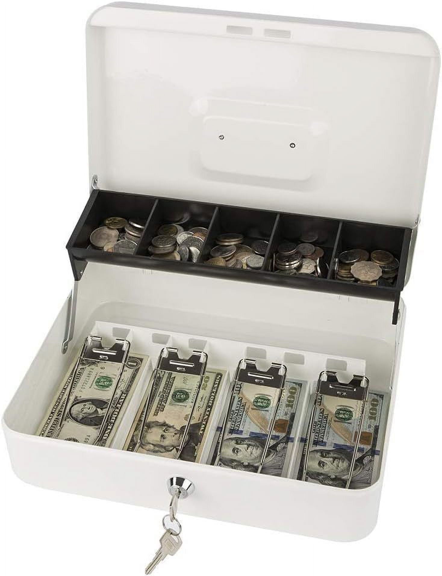 Lockable Cash Box with Lock, Cash Box with Cash Tray, Lockable Safe ...