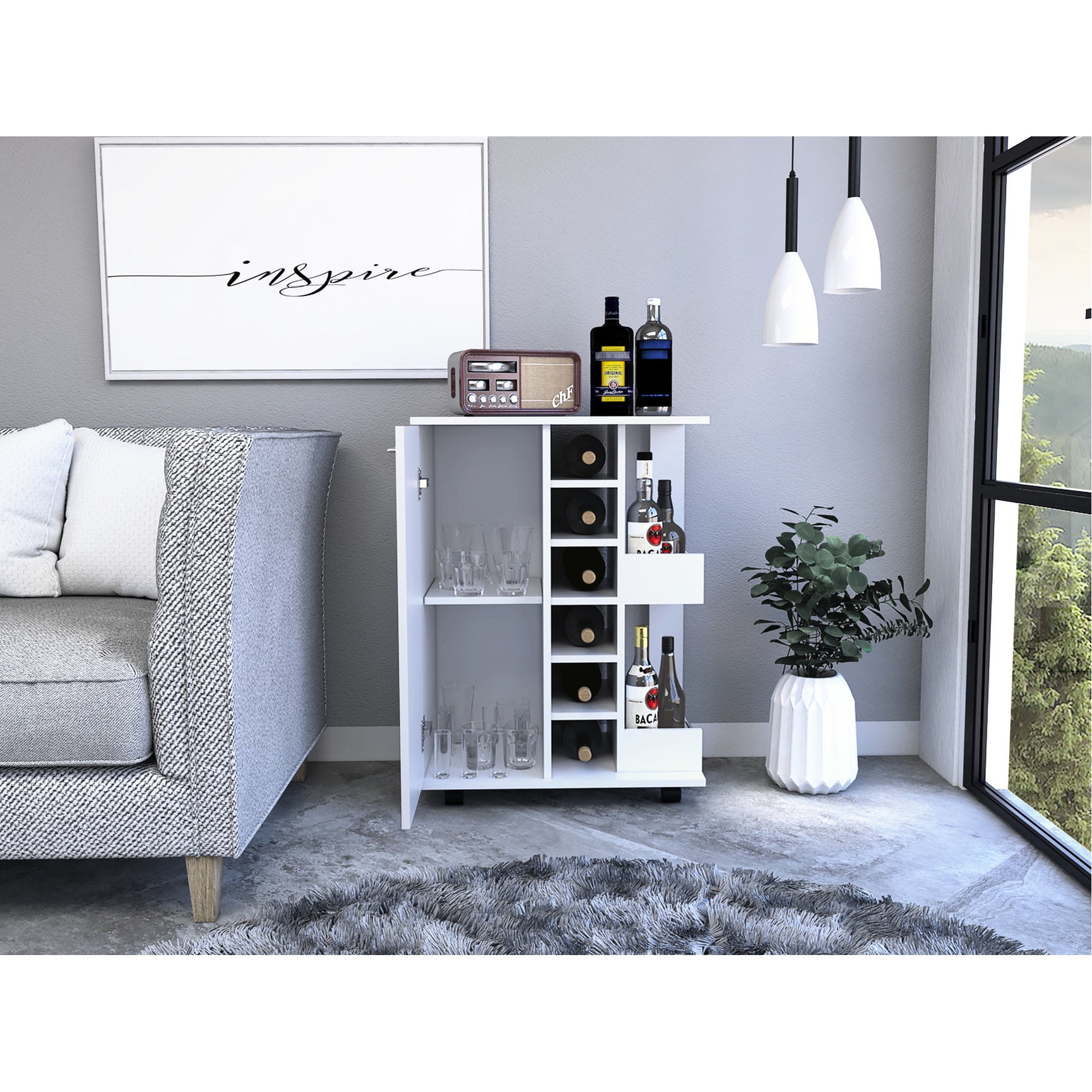 Lockable Casters - Two Bottle Shelves - Conference Room Bar ...