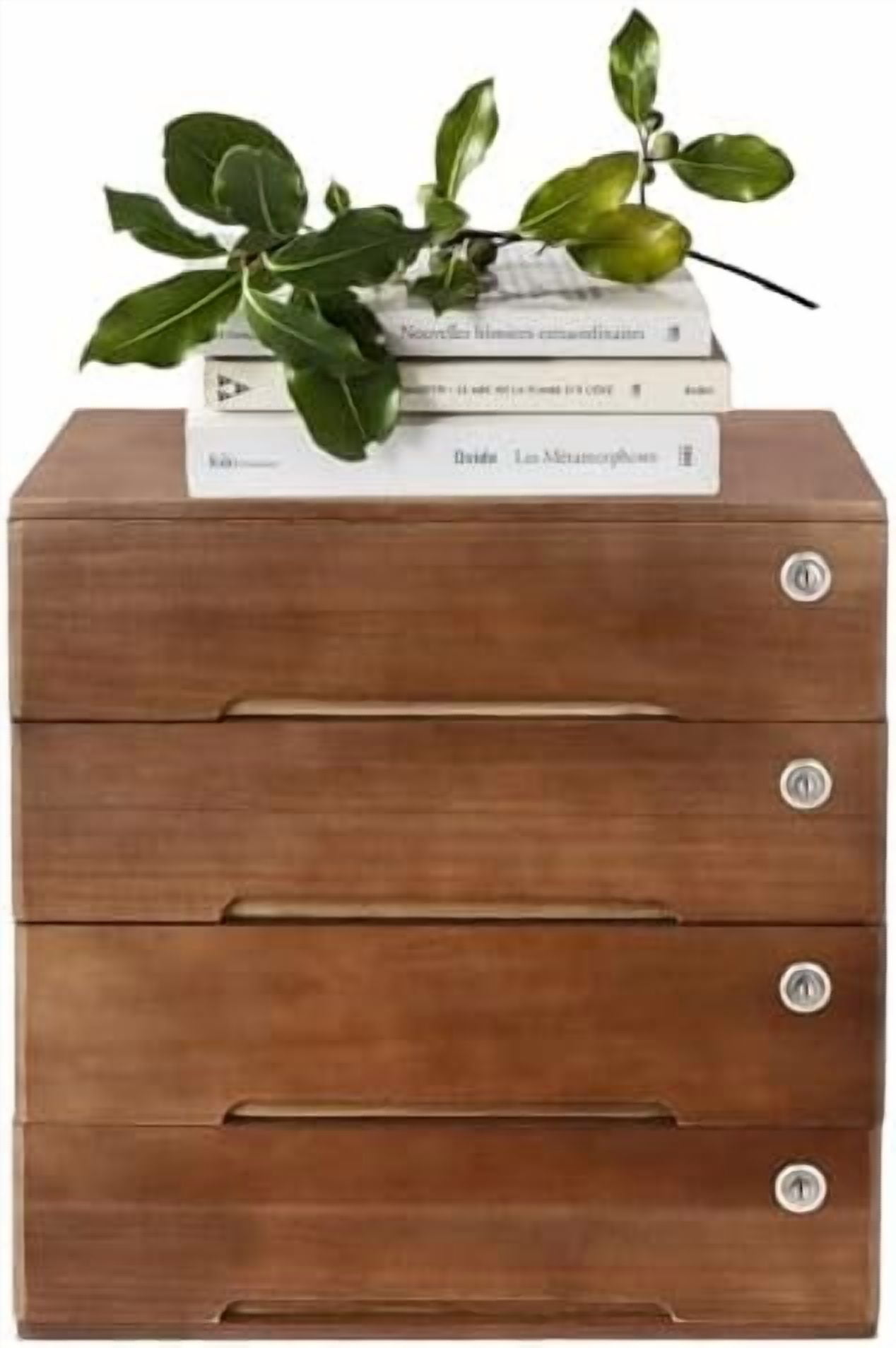 Lockable Desk Organizer Wooden Desktop Storage Drawer Flat File Cabinet ...