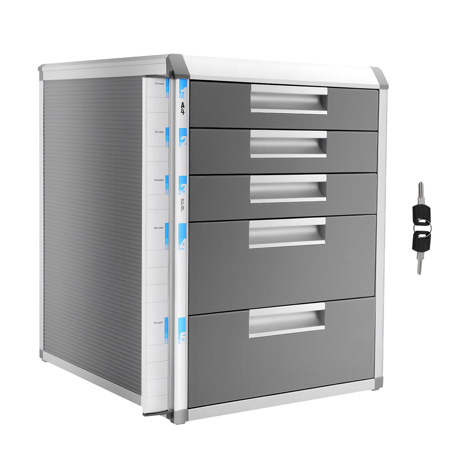 Lockable Document Storage Box 5-Drawer File Organizer, Storage Aluminum ...