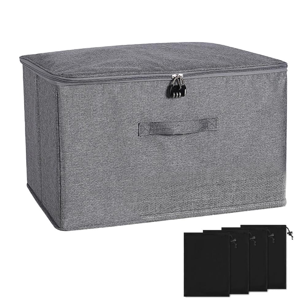 Lockable Fold Storage Box Gray Supplies Clothing Underwear Sock Kid Toy ...