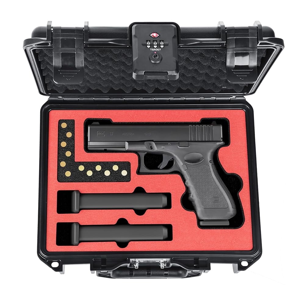Lockable Handgun Case for Glock, TSA Gun Case for G17/G19/G20/G21/G22/G23/G31/G32/G37/G38/G43 ...