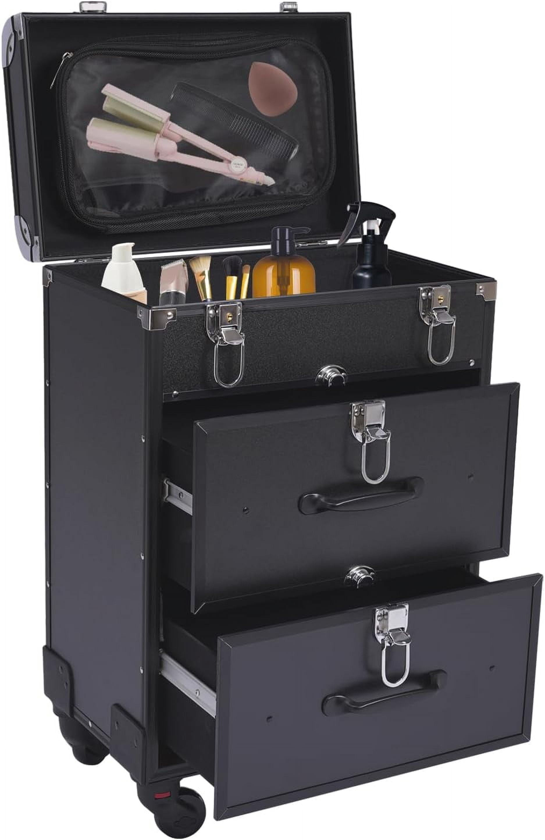 Lockable Makeup Train Case,110lbs Rolling Hairdressing Trolley,Beauty ...