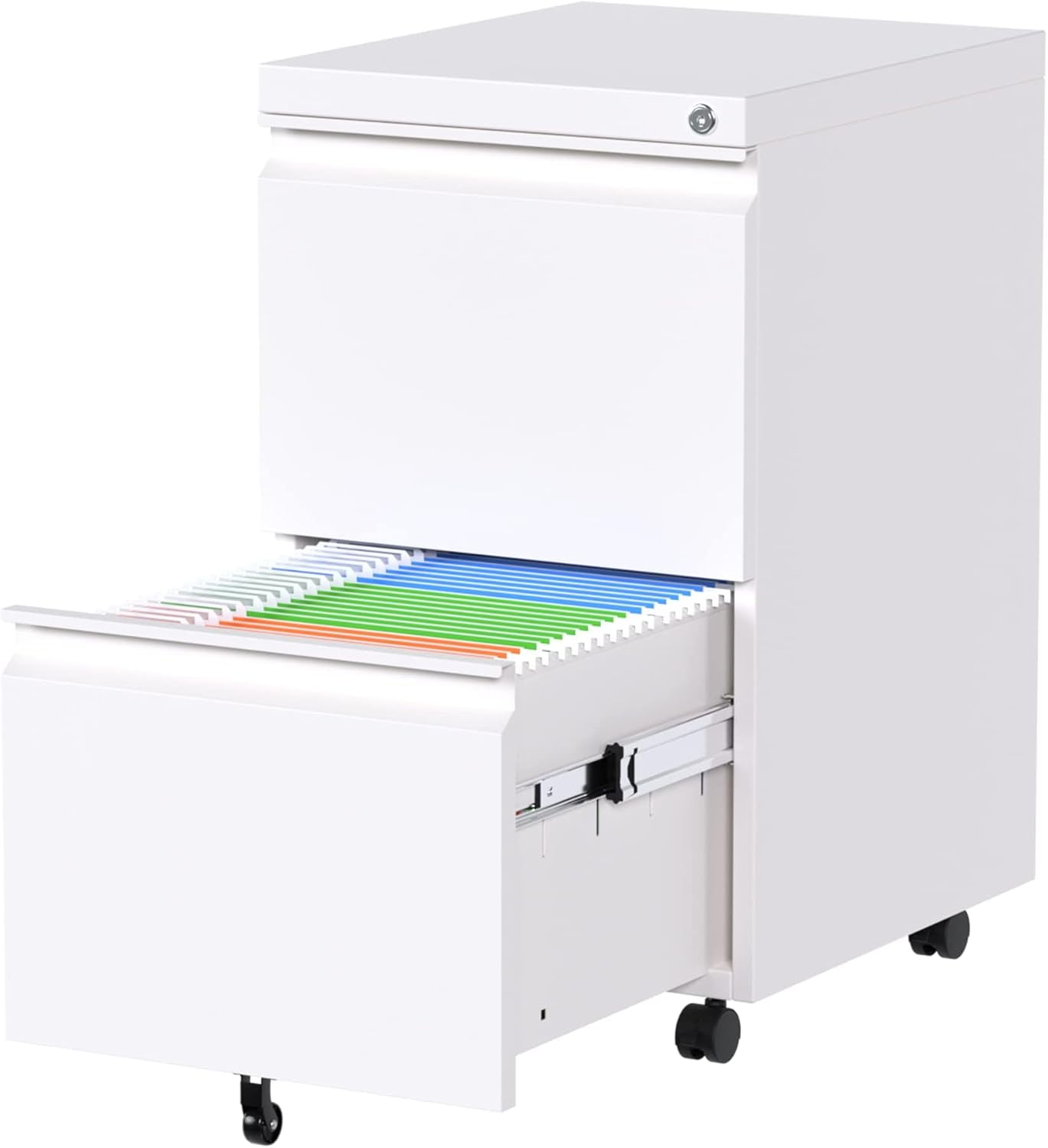 Lockable Metal Filing Cabinet with Wheels for Home Office, Fully ...