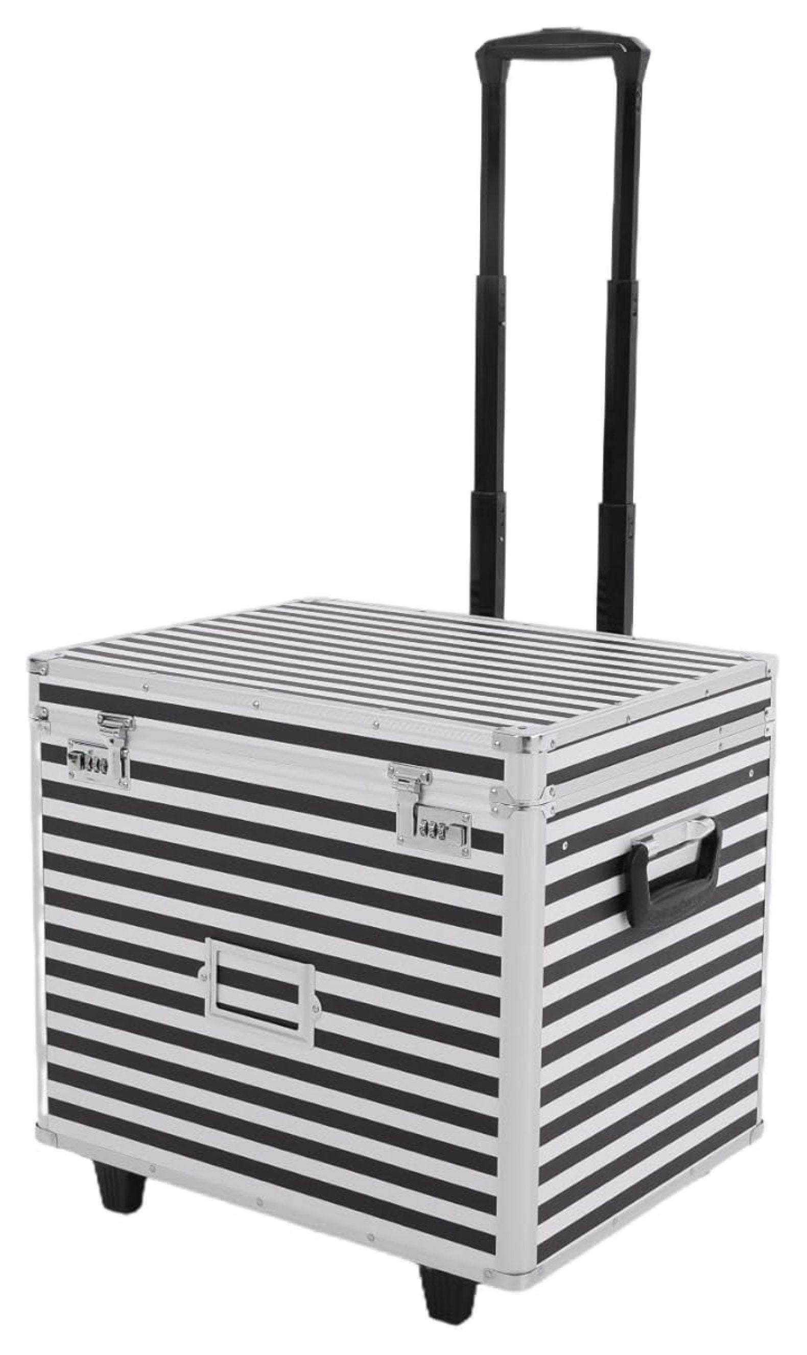 Lockable Mobile Rolling File Box with Pull Handle Portable Rolling Case ...