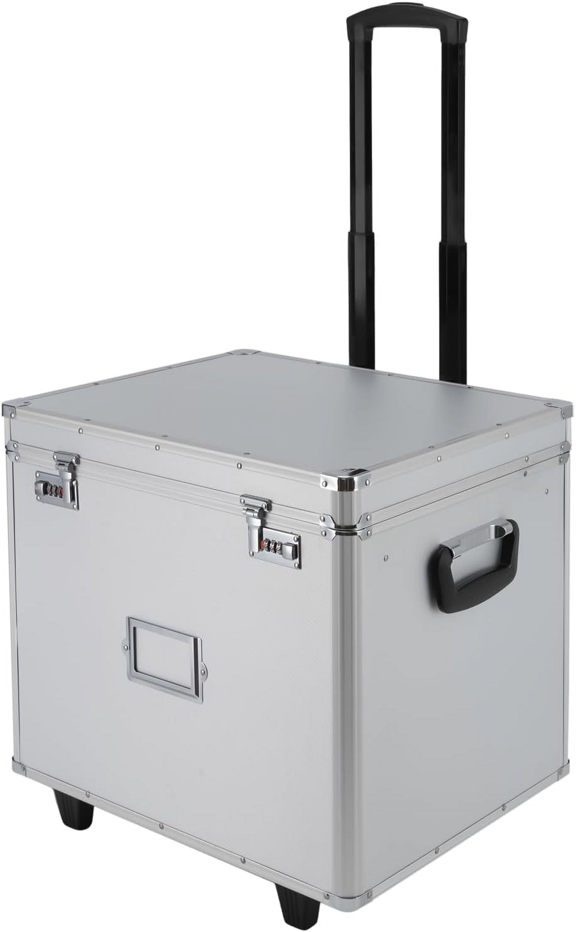 Lockable Mobile Rolling File Box with Pull Handle Portable Rolling Case ...