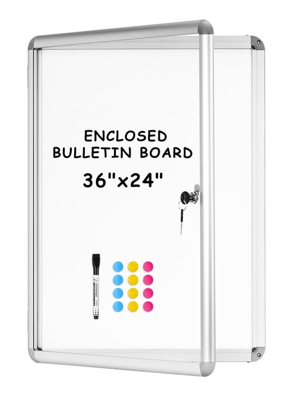 Lockable Notice Board 36"x24" Tamperproof Enclosed Display Board ...