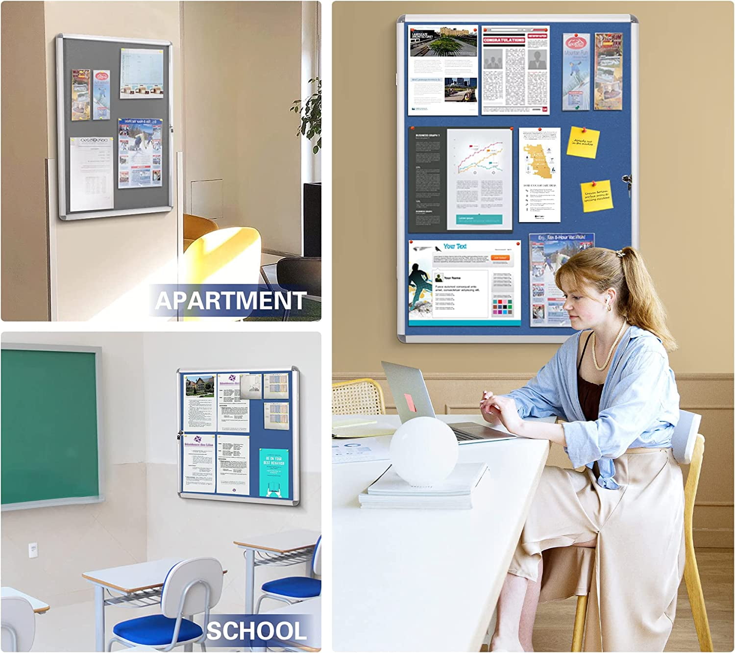 Lockable Notice Board Tamperproof Enclosed Display Board for Home ...
