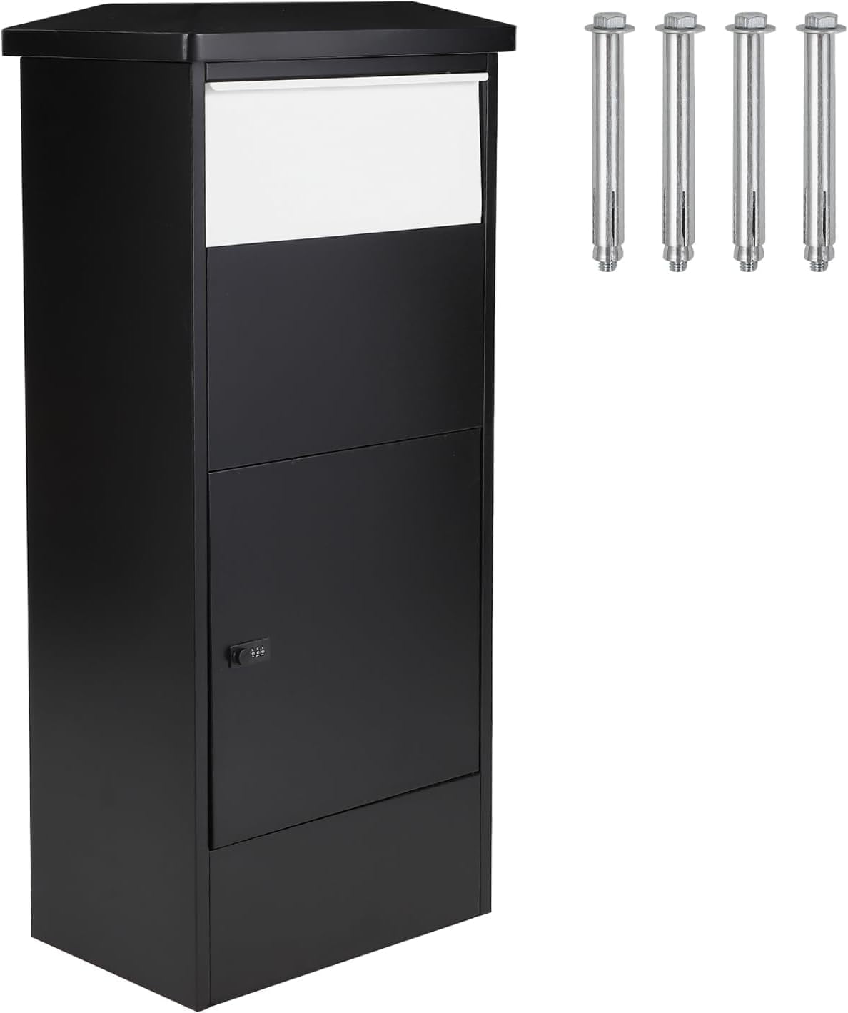 Lockable Outdoor Package Delivery Box, Large Waterproof Mailbox w/Anti ...