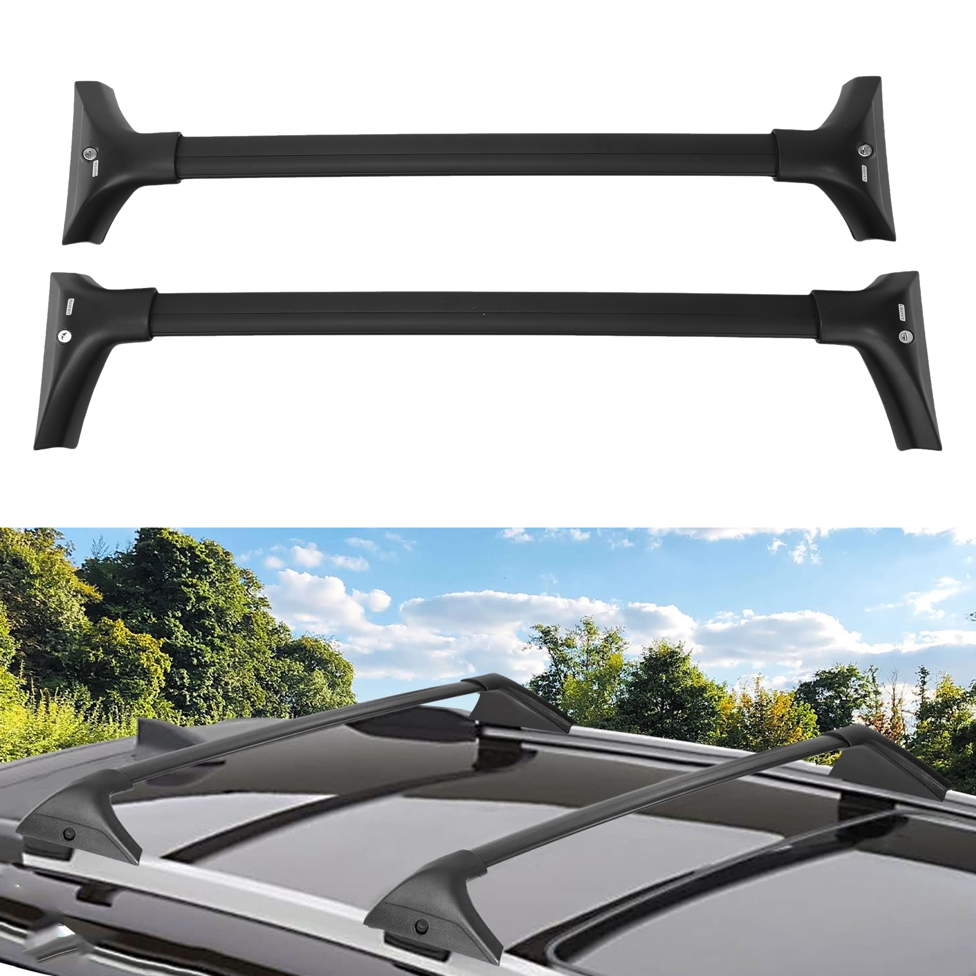 Lockable Roof Rack Cross Bar Cargo Carrier Black Fit For 2021 2022 2023 ...