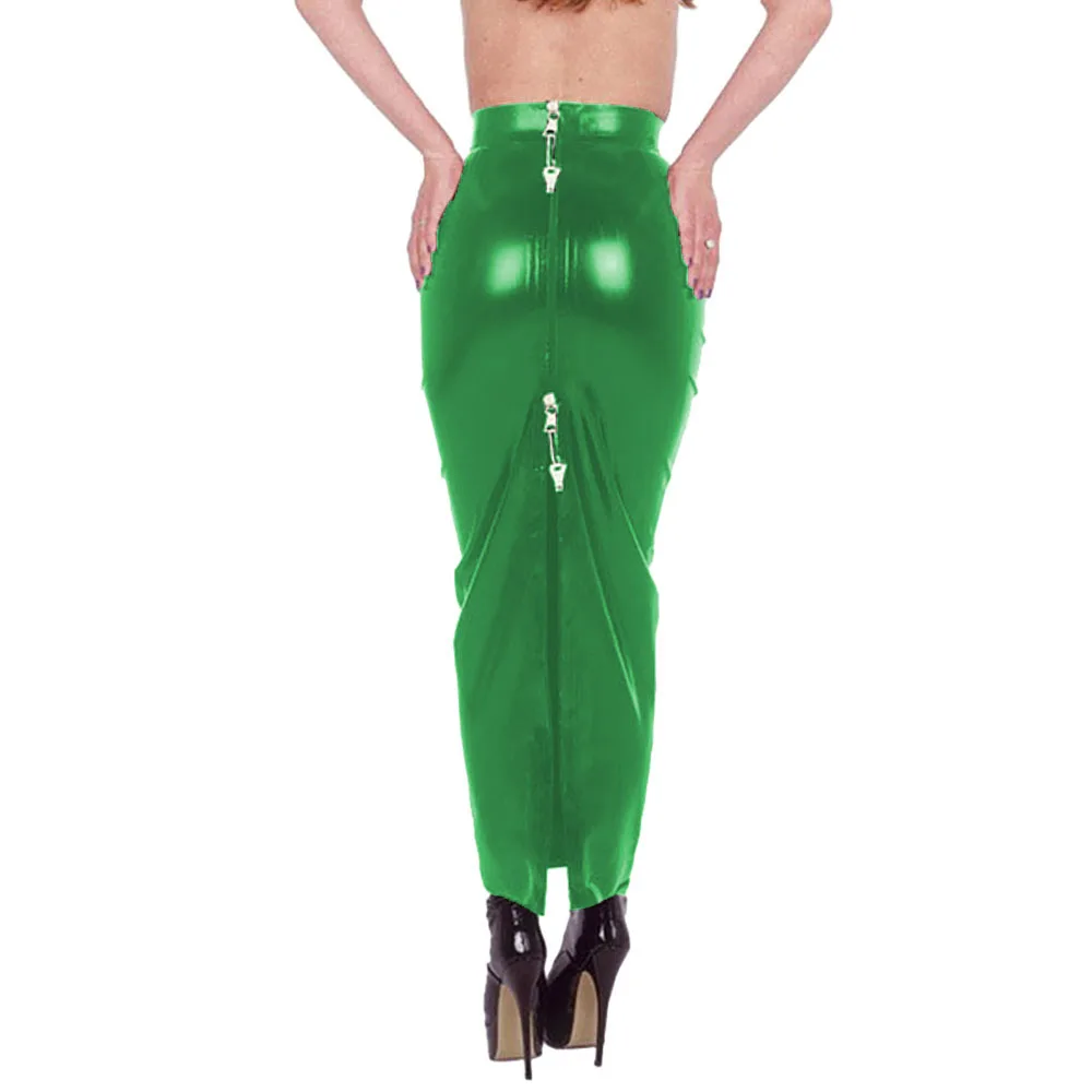 Lockable Sexy Long Pencil Skirts For Party Club Wear Solid Color Bodycon Tight Skirt Patent