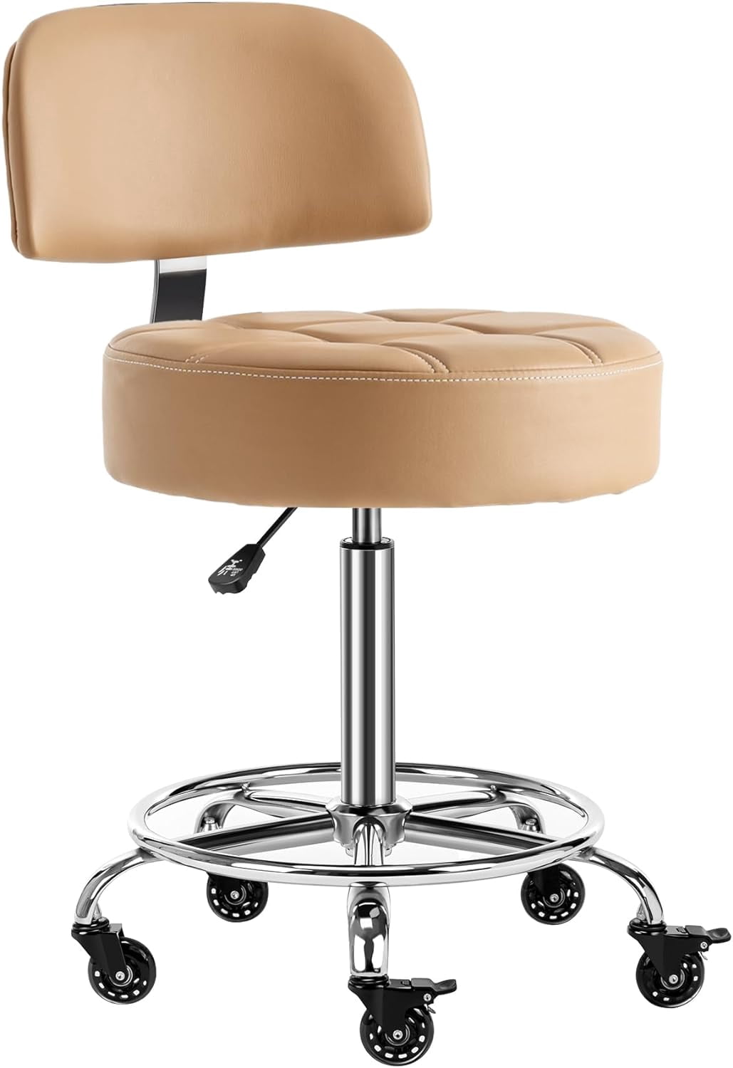 Lockable Stool with Back and Foot Rest Ergonomic Rolling Hydraulic ...