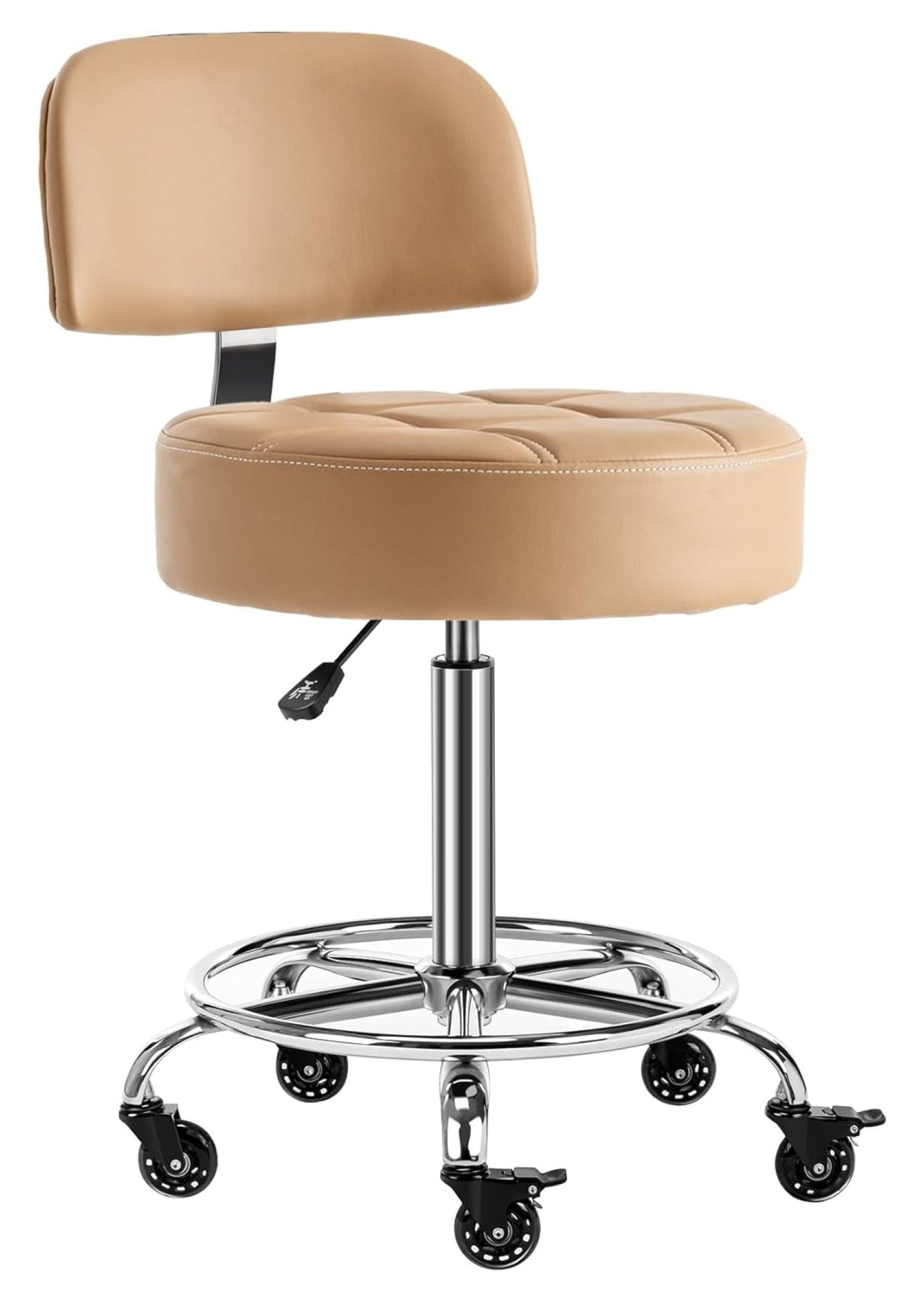 Lockable Stool with Back and Foot Rest Ergonomic Rolling Hydraulic ...