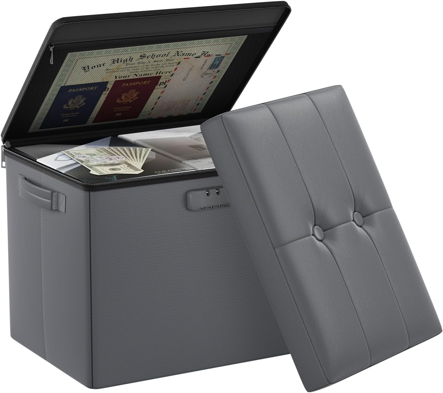 Lockable Storage Bench, Fireproof and Waterproof 17 Inch Folding ...