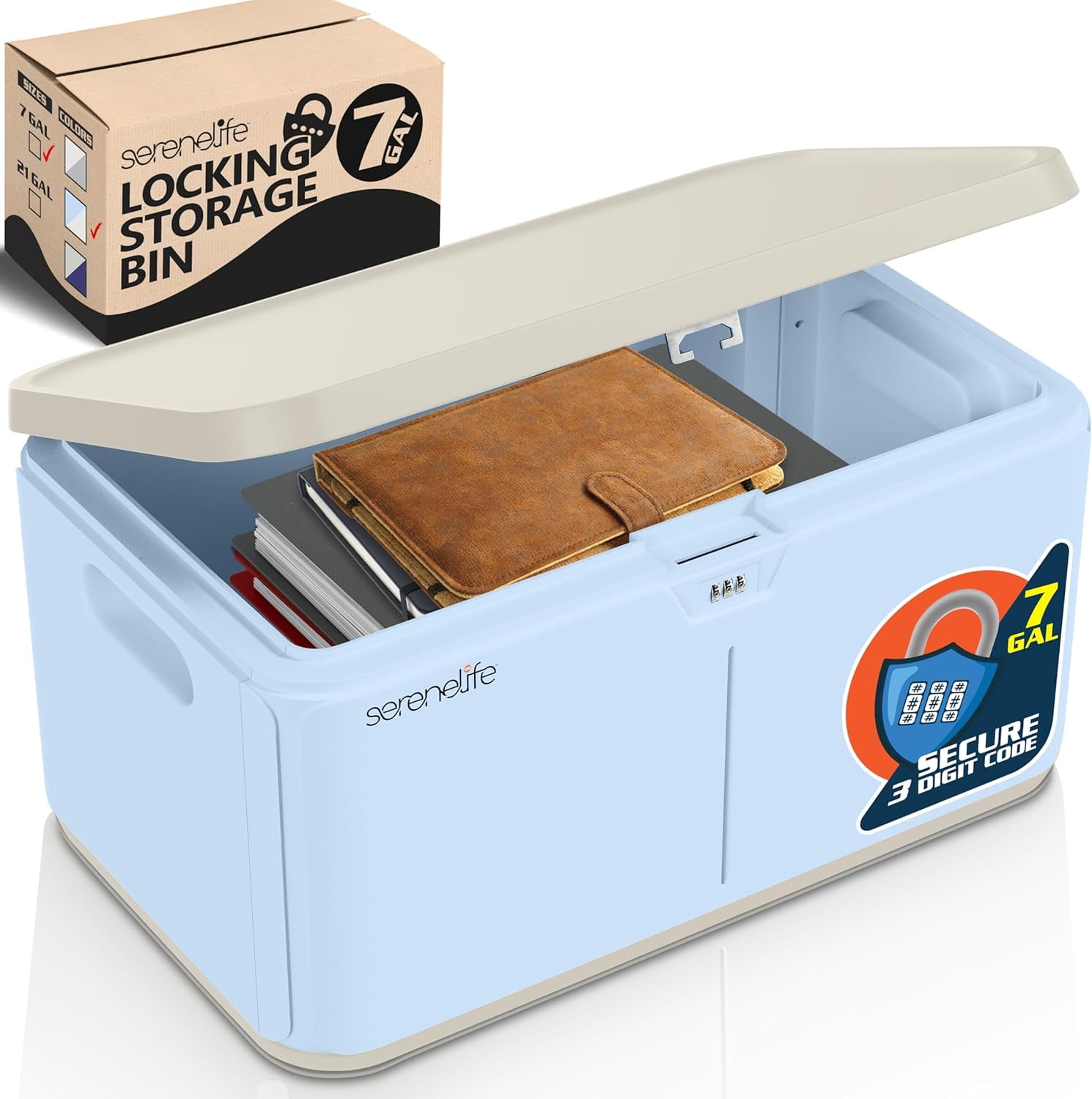 Lockable Storage Box, 7 Gallon Capacity Storage Trunk with Combination ...