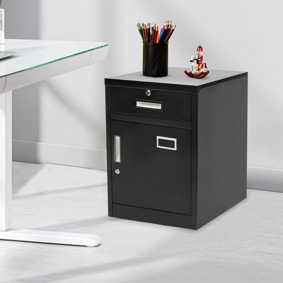 Lockable Storage Cabinet with 2 Drawers, 154 lbs Capacity Steel ...