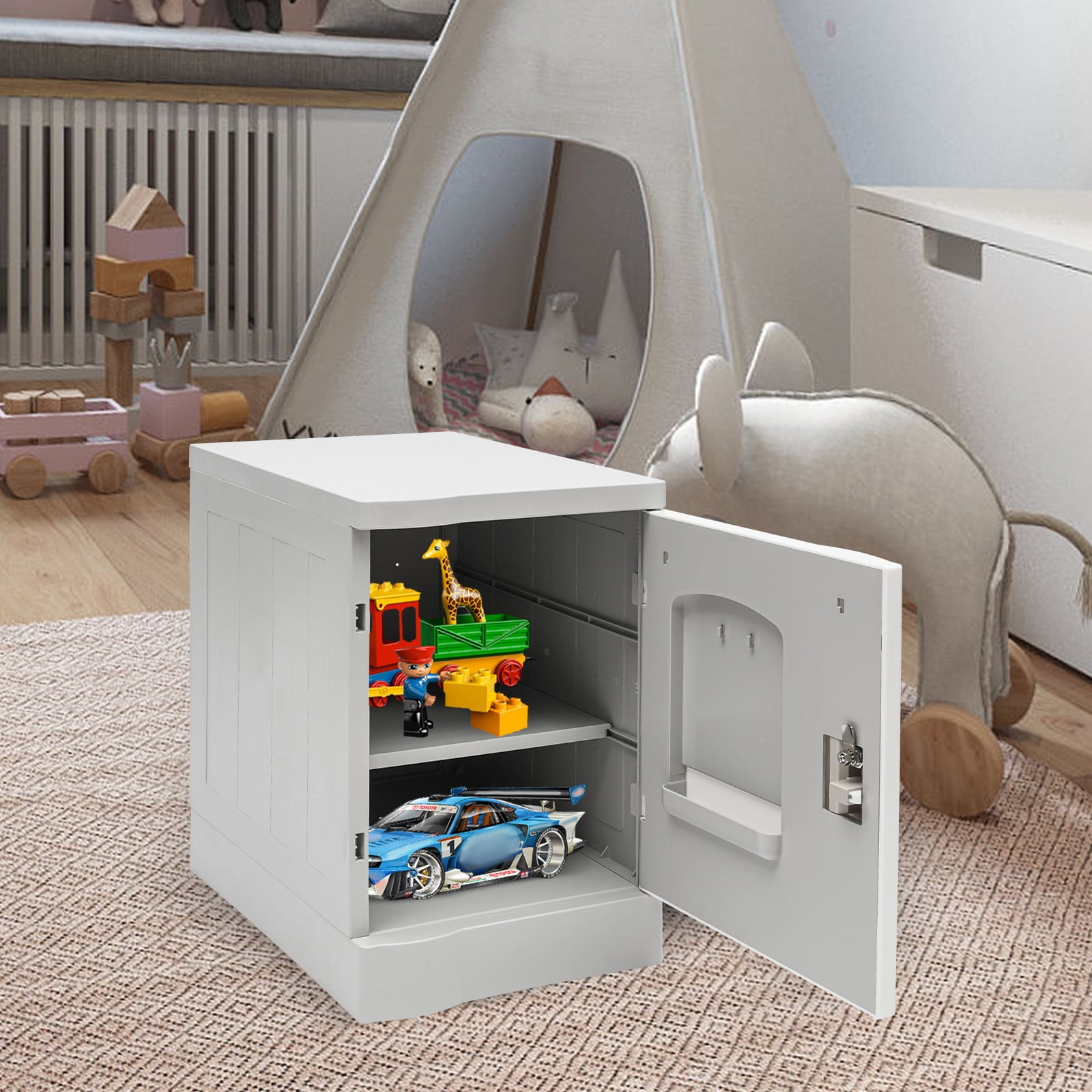Lockable Storage Cabinet, Locker Storage Box with Keys for School ...