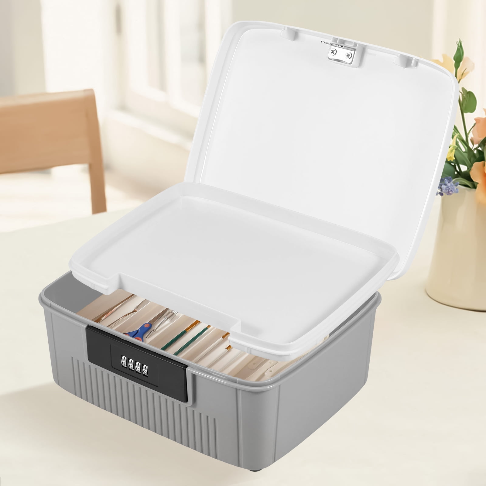 Lockable Storage Container Robust Organizer Document and ID Box with ...
