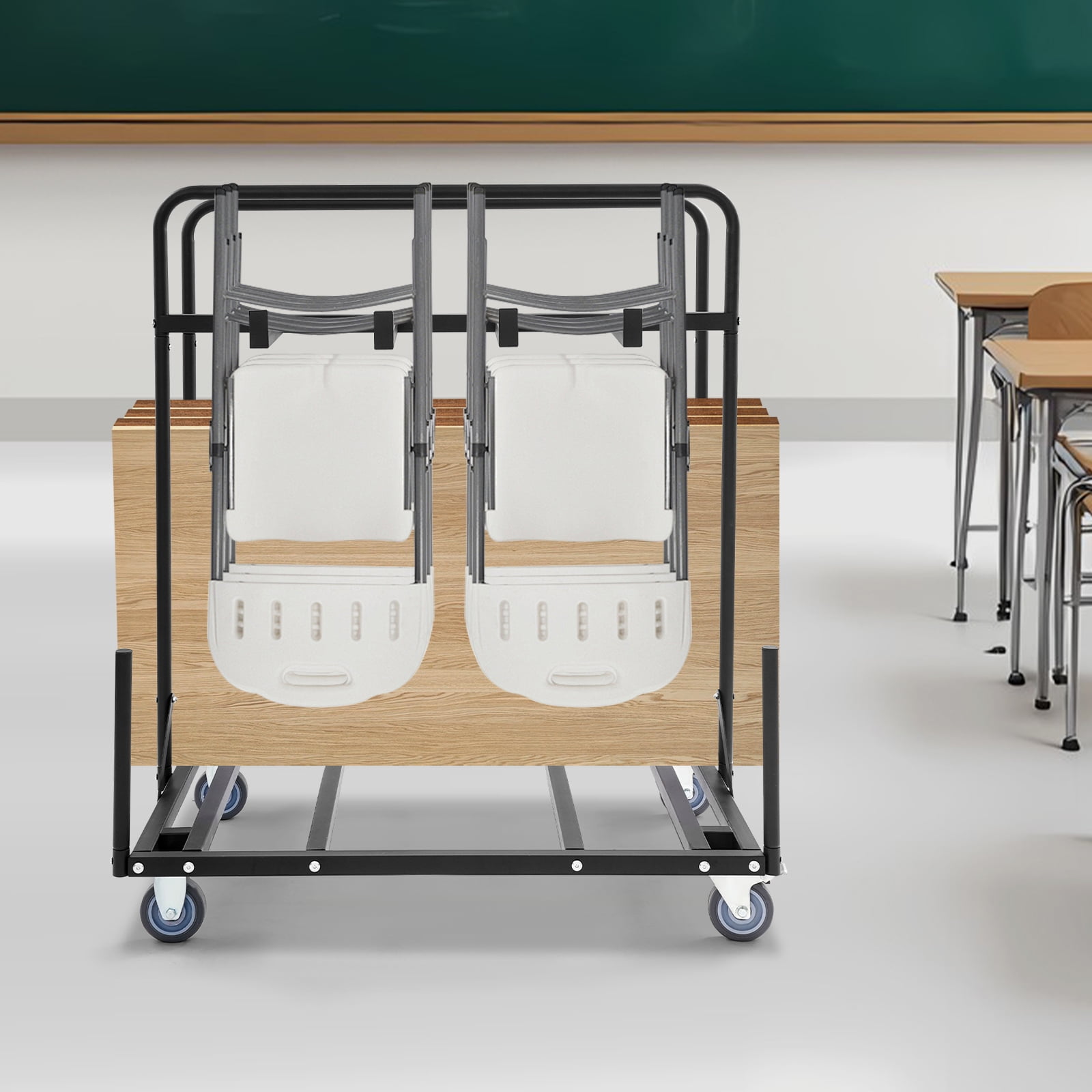 Lockable Wheel Folding Cart, 150kg/330.69lbs Load-Bearing, 4 Horizontal ...