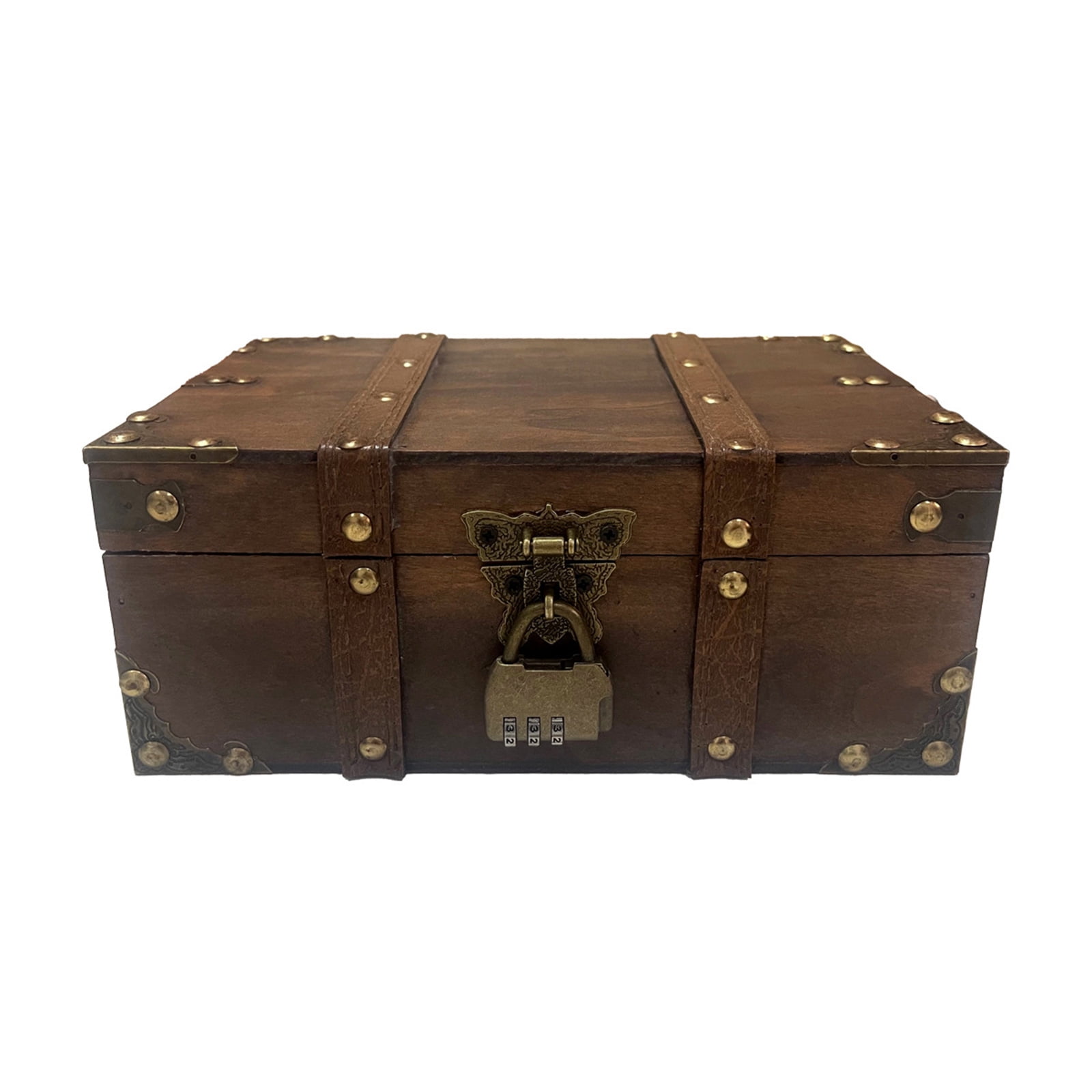 Lockable Wooden Trinket Box with Lock Antique Styles Storage Chest for ...