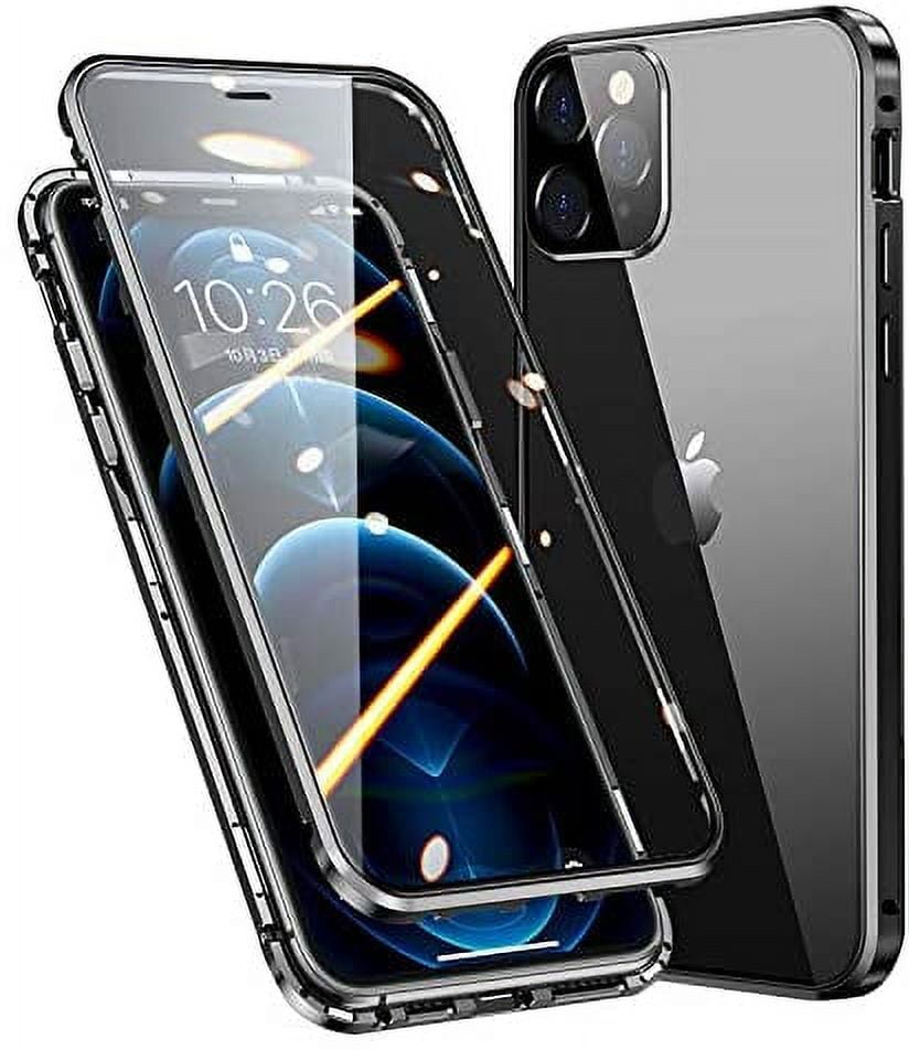 Lockable iPhone 14 Pro Max Magnetic Case Glass Case with Camera Lens Protector Screen Protector ...