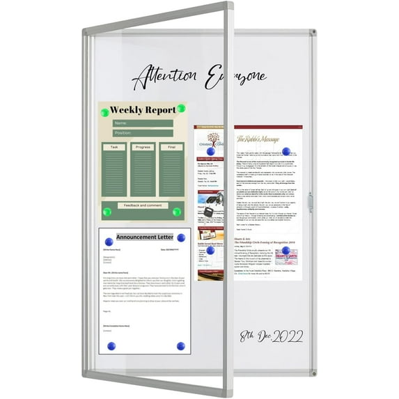 Lockble Mgnetic Whitebord Enclosed Bulletin Bord - 36x24 Inch luminum ...
