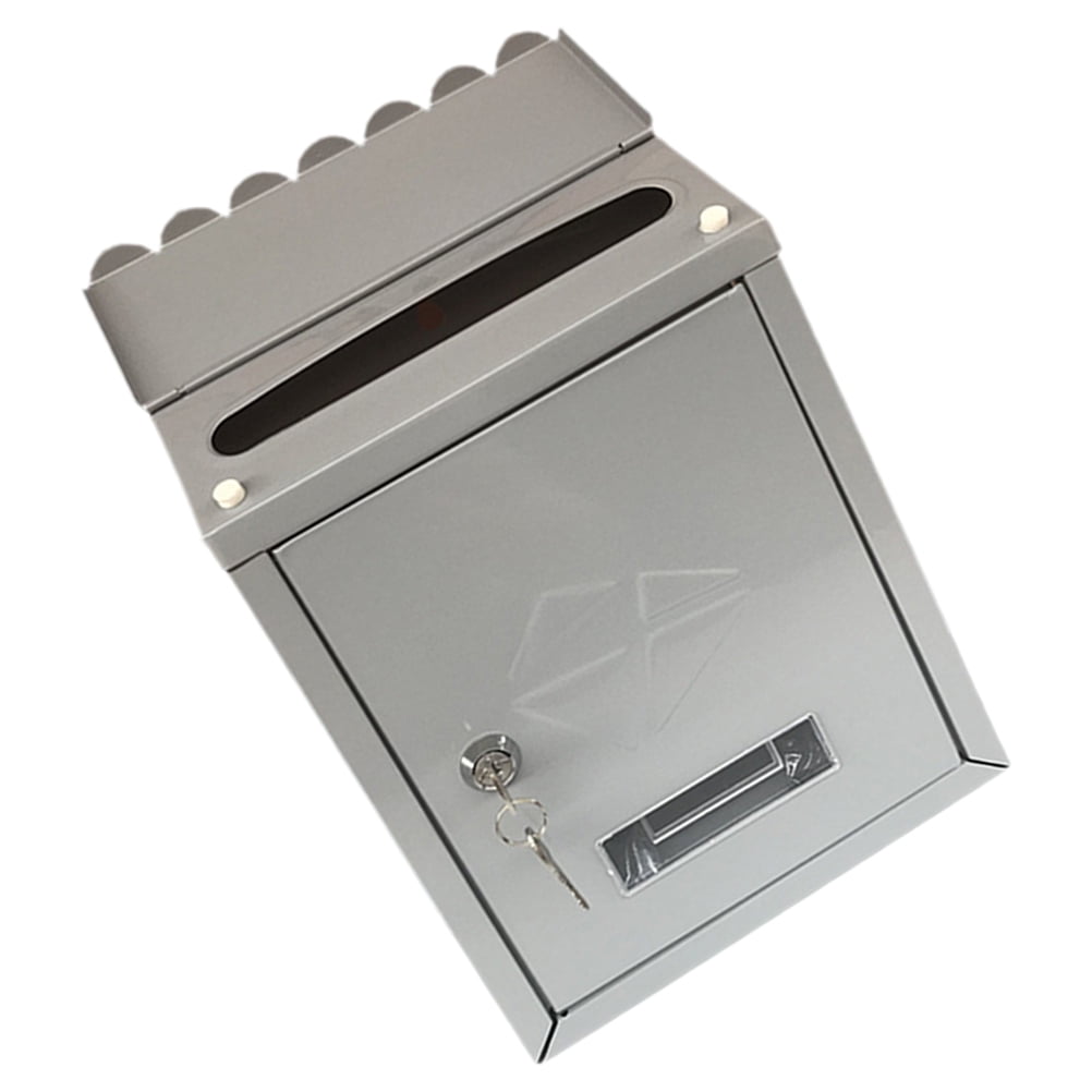 Vintage Metal Mailbox for Wall Mounting Silver Tinplate Material with ...