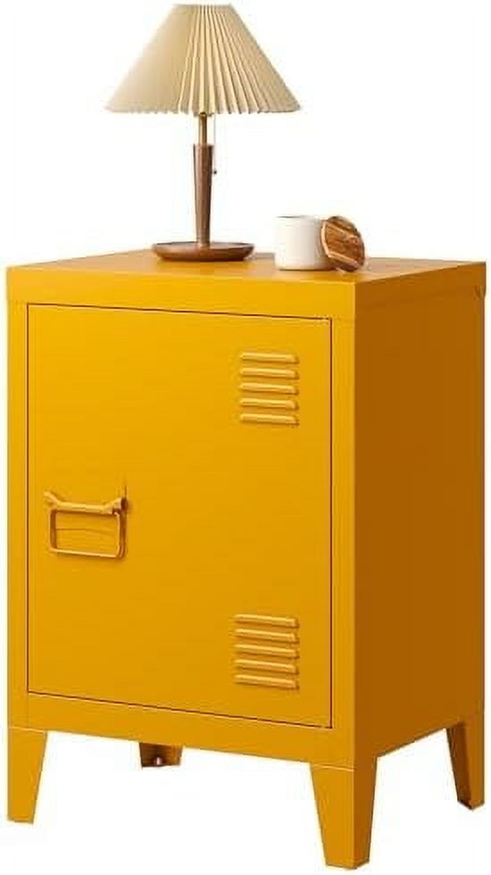 Locker End Table, Metal Bedside Storage Cabinet with Shelf for Living ...