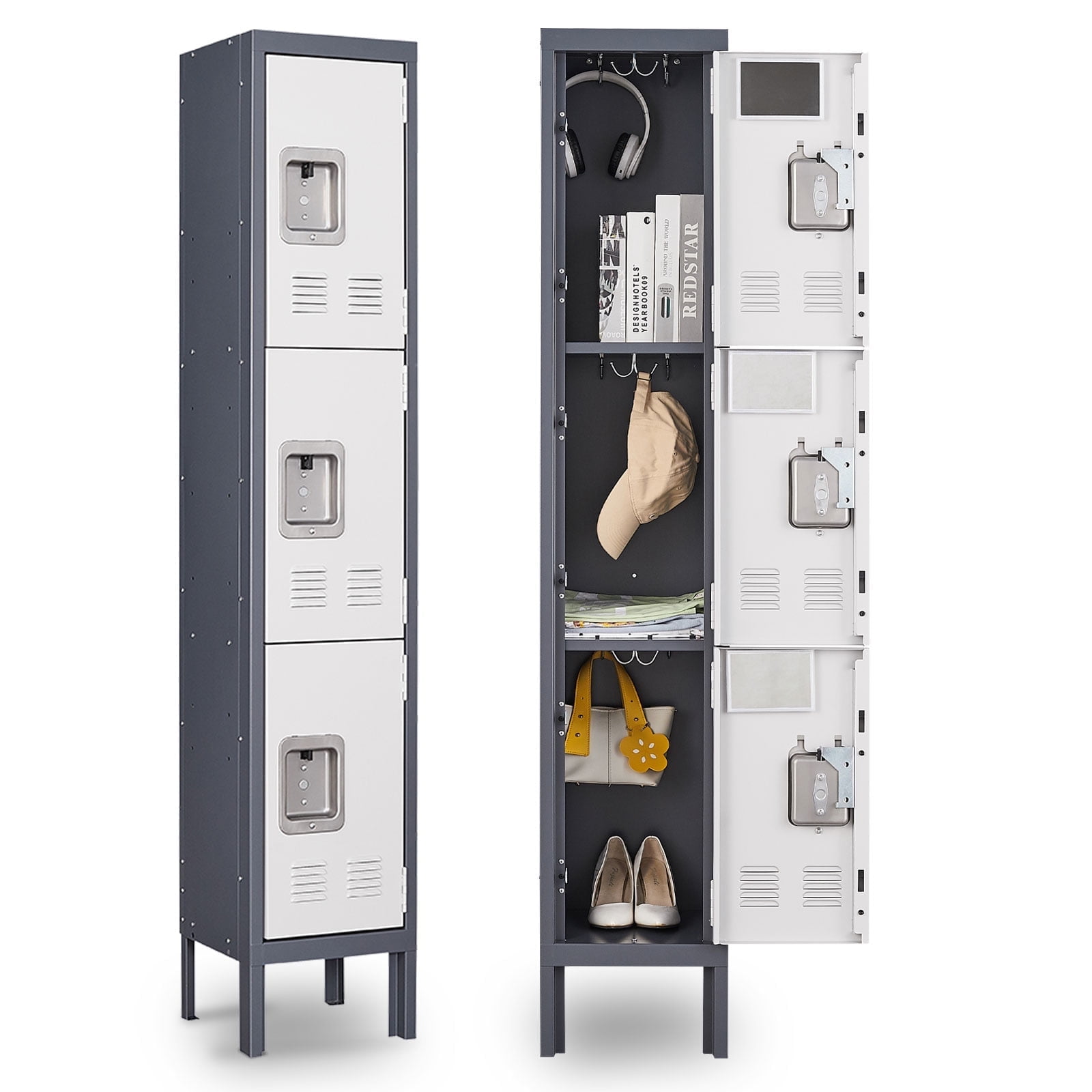 KAER Locker Metal Locker with 3 Doors Storage Locker for Employees ...