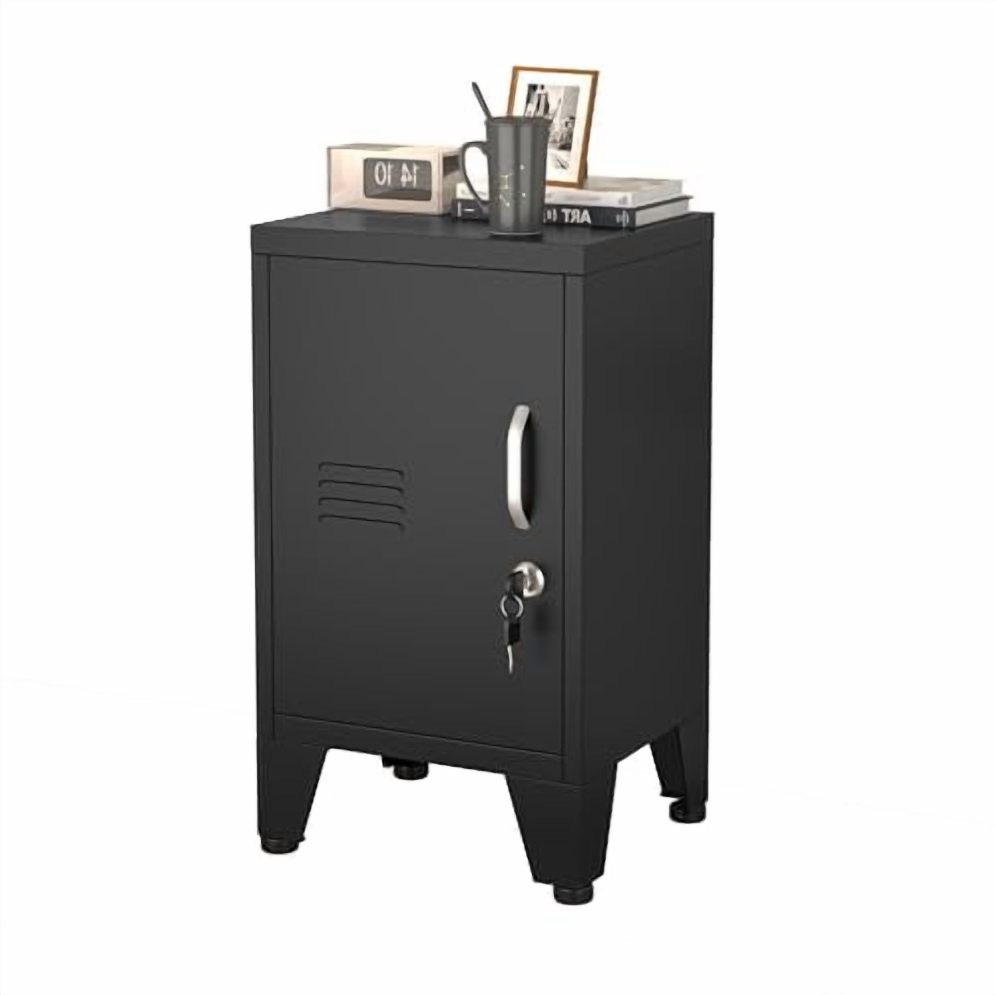 Locker Nightstand Metal Cabinet Single Door Lockable Coffee Table ...