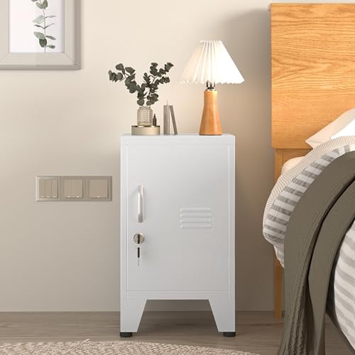 Locker Nightstand Metal Cabinet Single Door Lockable Coffee Table ...