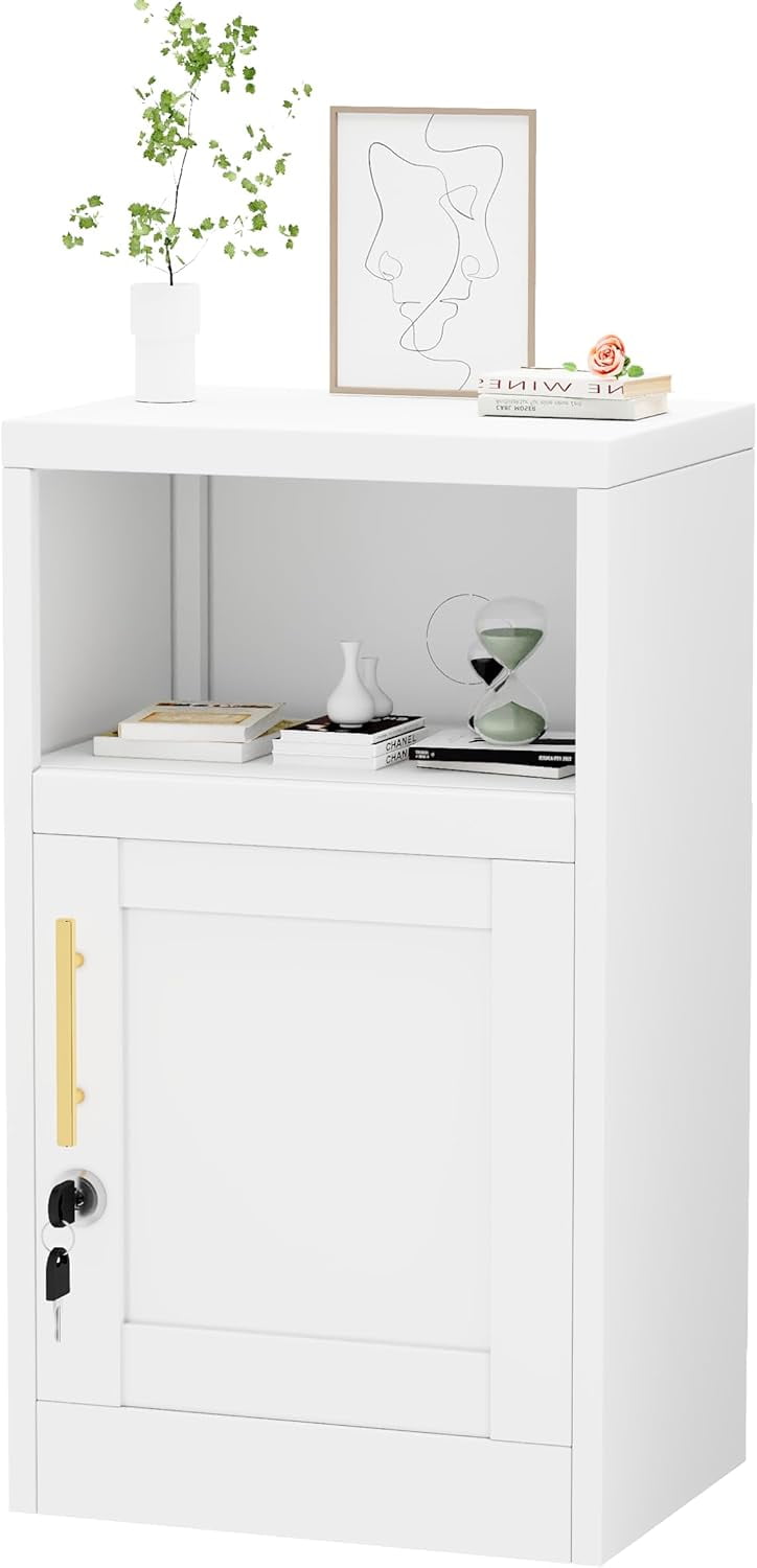 Locker Nightstand Metal Cabinet Single Door Lockable Coffee Table ...