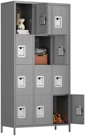 Locker Organizer with 12 Doors, Metal Lockers for Employees, Storage ...