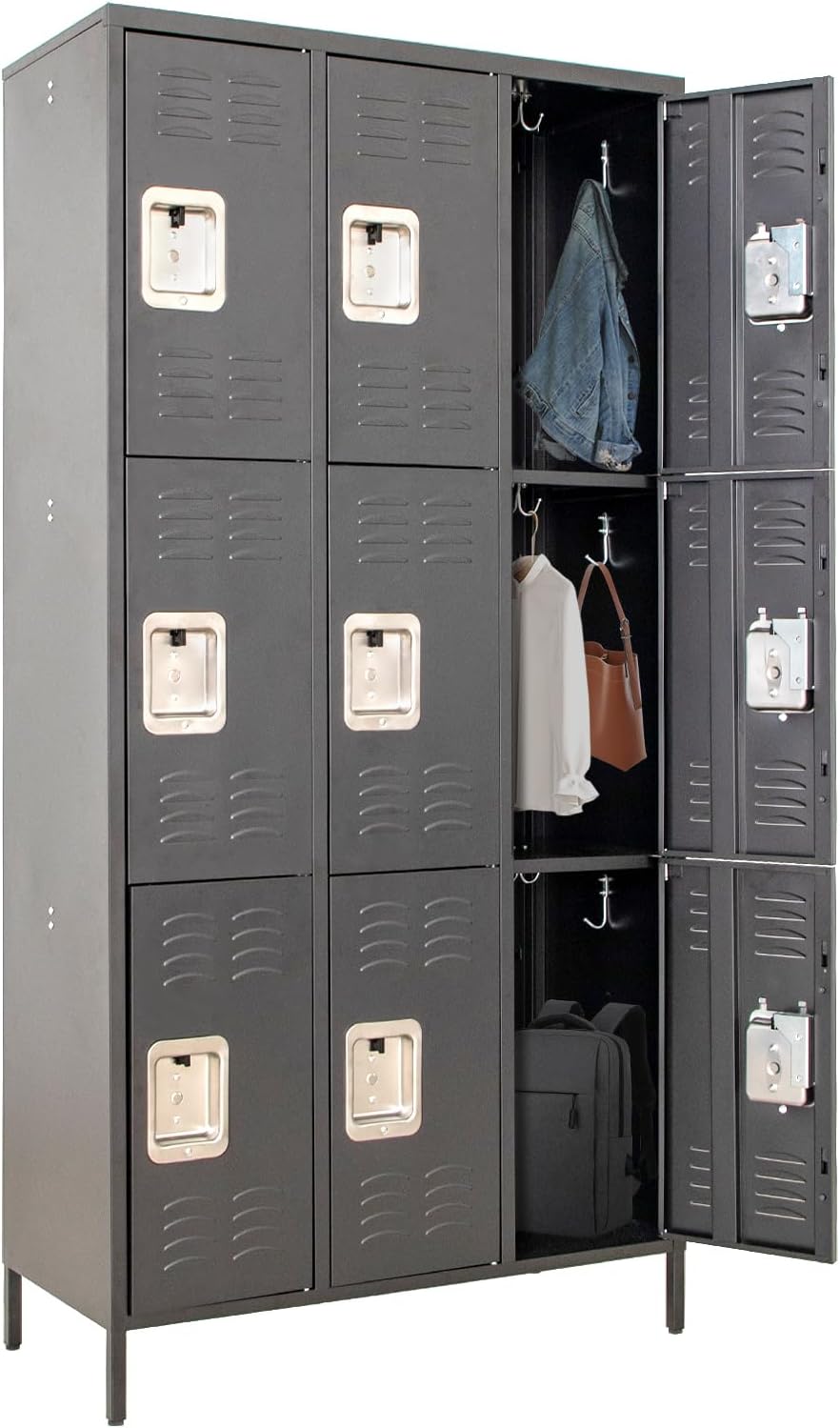 Locker Storage 72" H x 36" W x 16" D, Metal Locker with 9 Doors ...