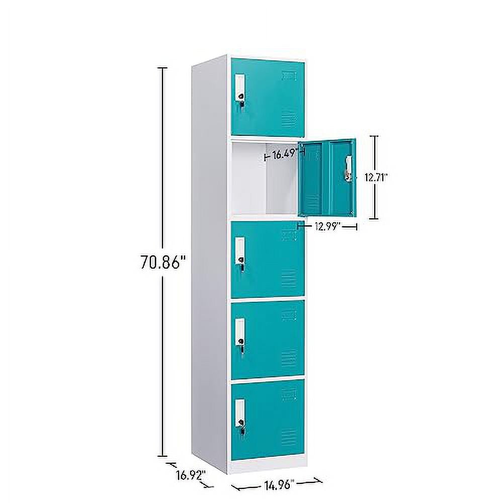 Locker Storage Cabinet, Metal Lockers for Employees with Keys, 5-Tier ...