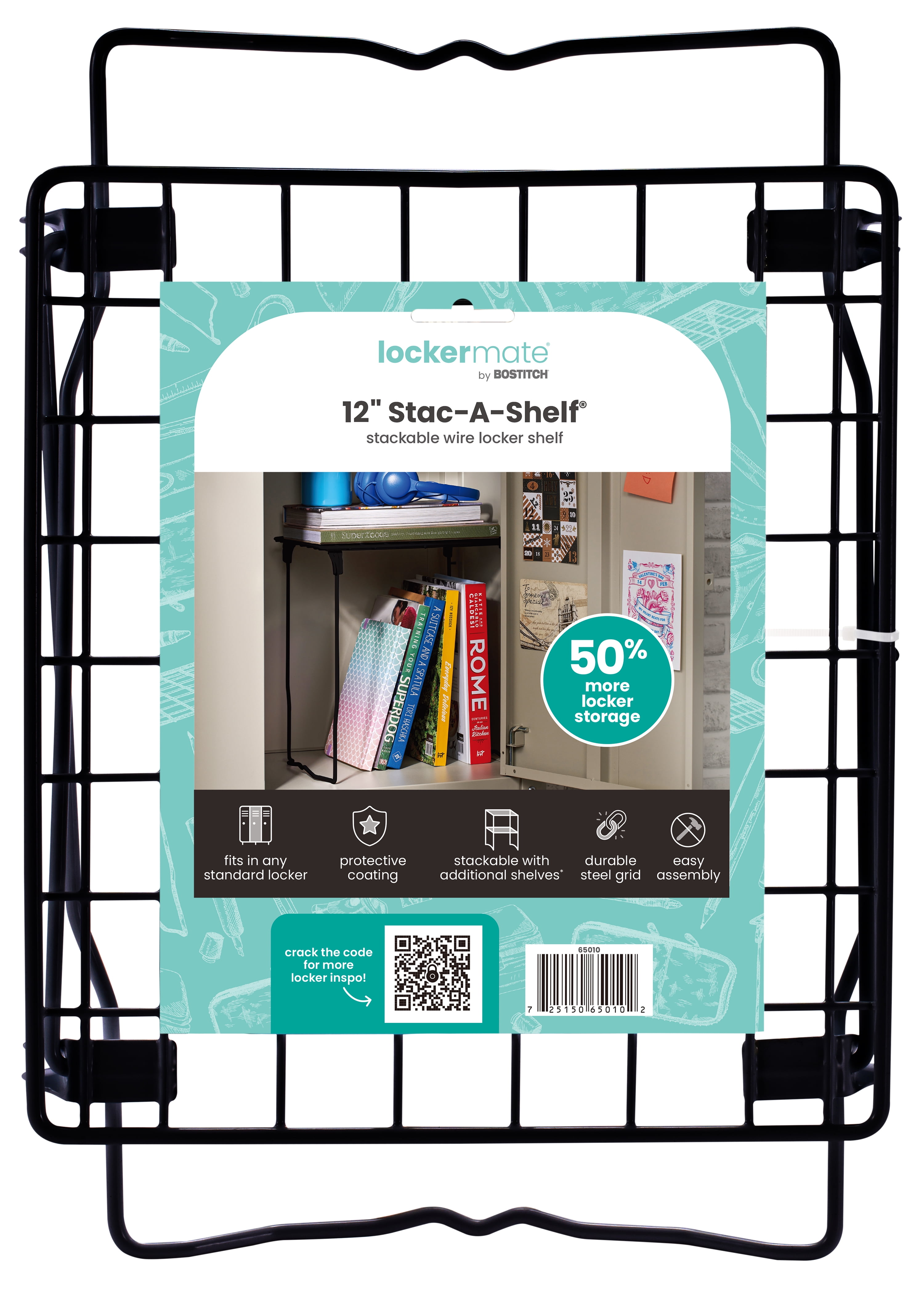 Lockermate By Bostitch 12" Stac-a-Shelf® Wire Shelf, Black - Walmart.com