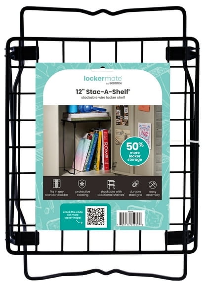 Lockermate By Bostitch 12" Stac-a-Shelf® Wire Shelf, Black.pack of 2 ...