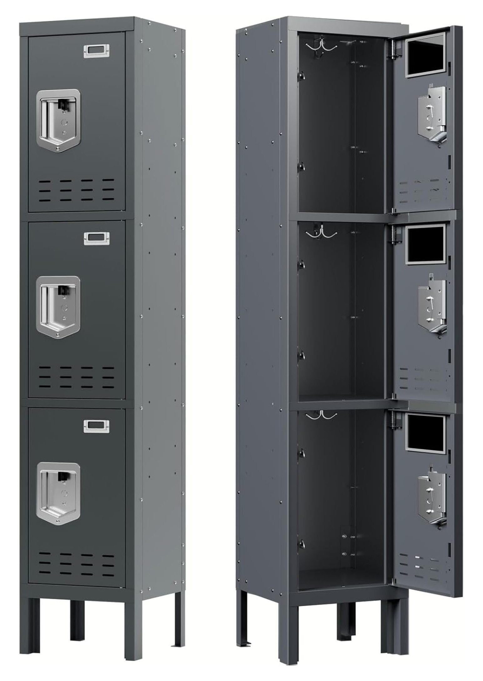 Lockers,Metal Locker, Lockers for Employees,Storage Locker with 3 Doors, Card Slot,Lockable ...