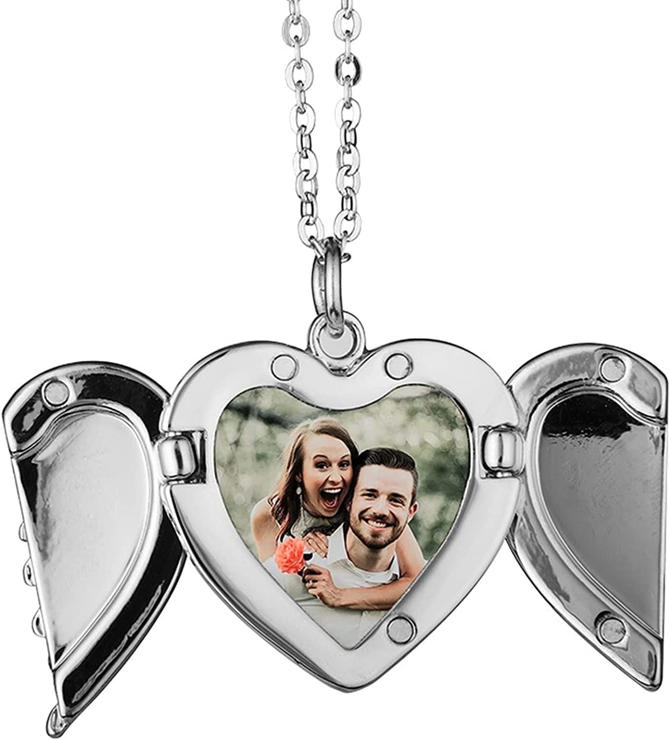 Locket Necklace Photo, Angel Wings Lockets Necklace, Love Heart Locket ...