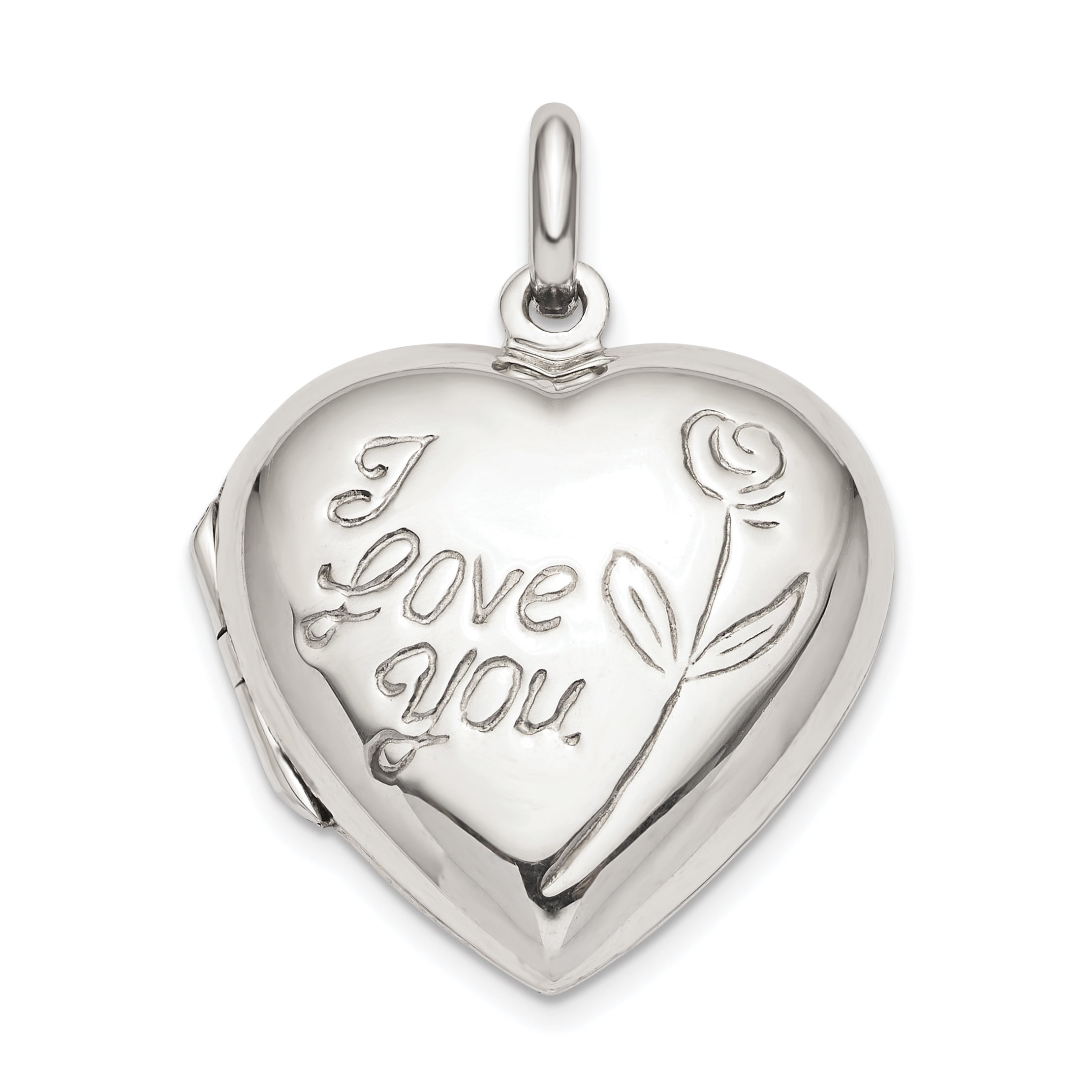 Sterling Silver I Love You Rose Heart Locket - Walmart.com