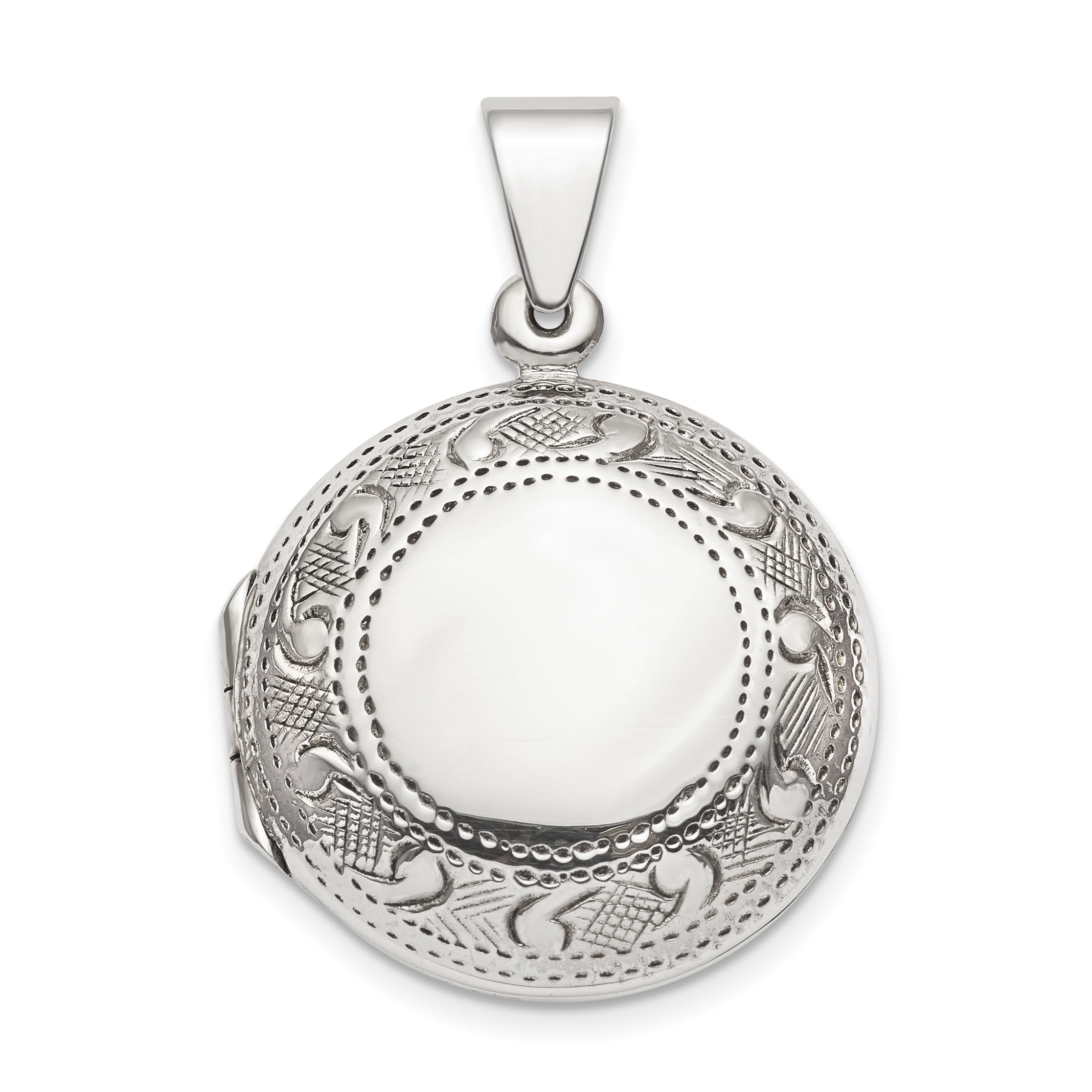 Lockets Sterling Silver Textured Border Circle Locket - Walmart.com
