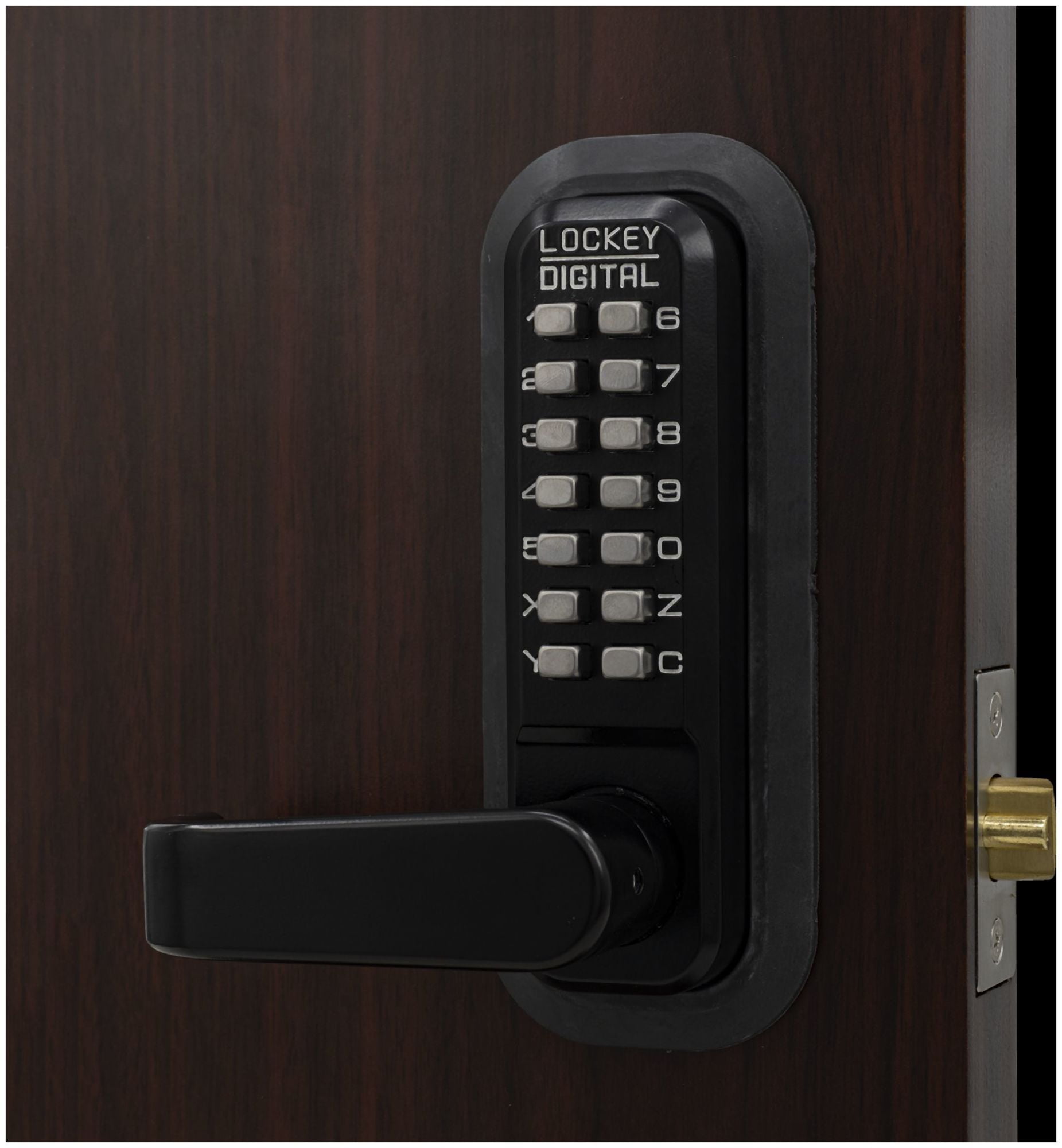 Lockey Black Keyless Entry Double Combination Mechanical Lever, Outside ...
