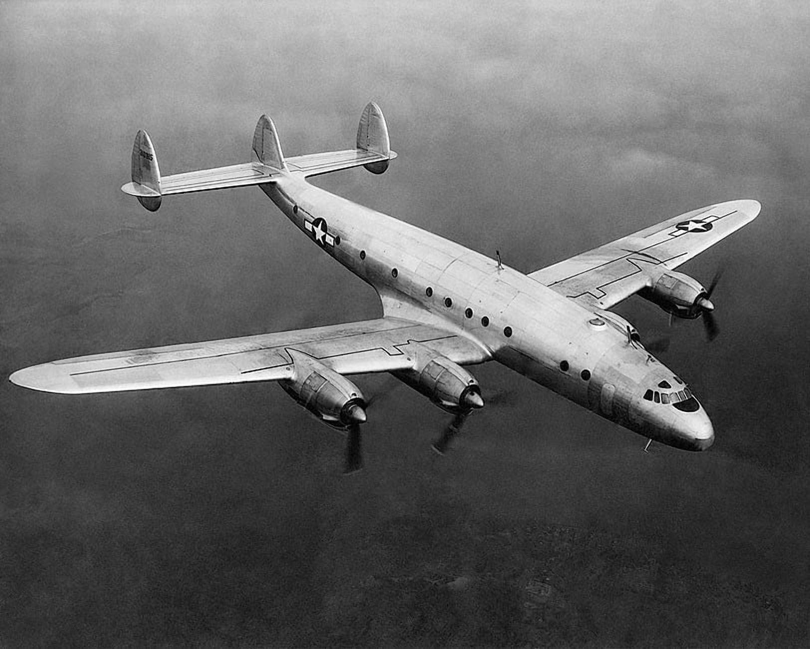 Lockheed Constellation C-69 in Flight 3/4 Front Top View - 24x36 Inch ...