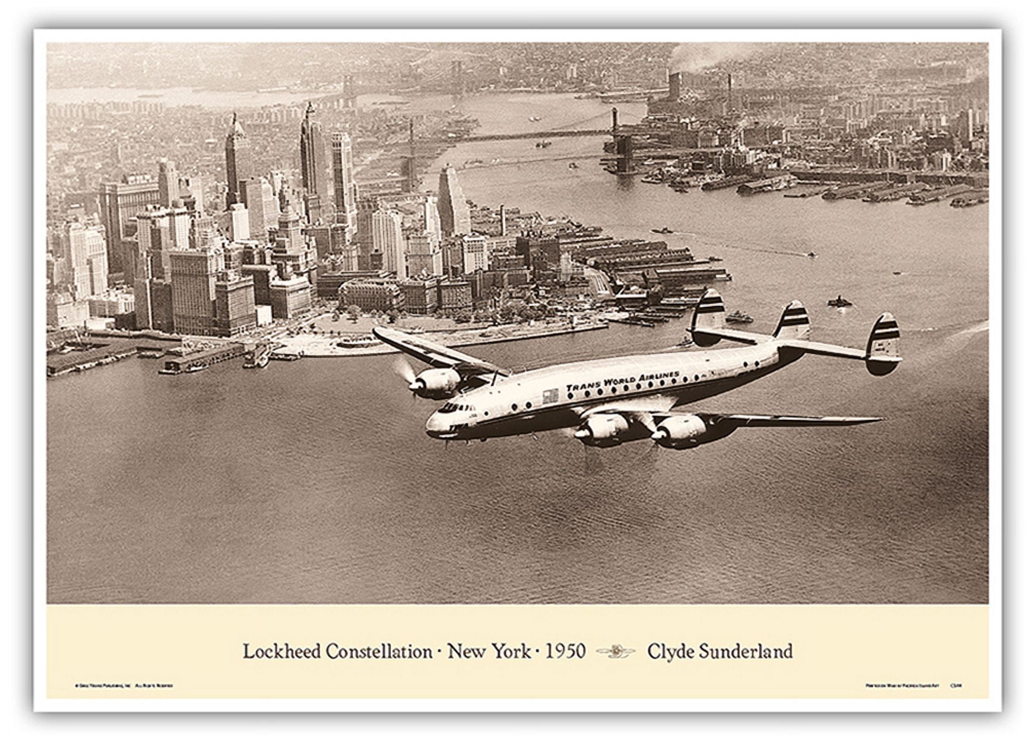 Lockheed Constellation (Connie) - Over New York City 1950 - Vintage ...