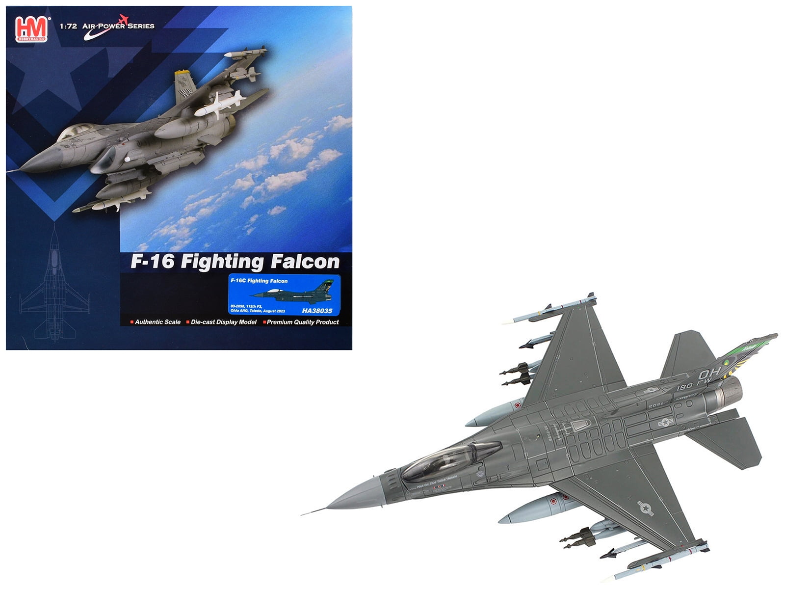 Hobby Master HA38035 F-16C 112th FS Ohio ANG Toledo 2023 1/72 Scale ...