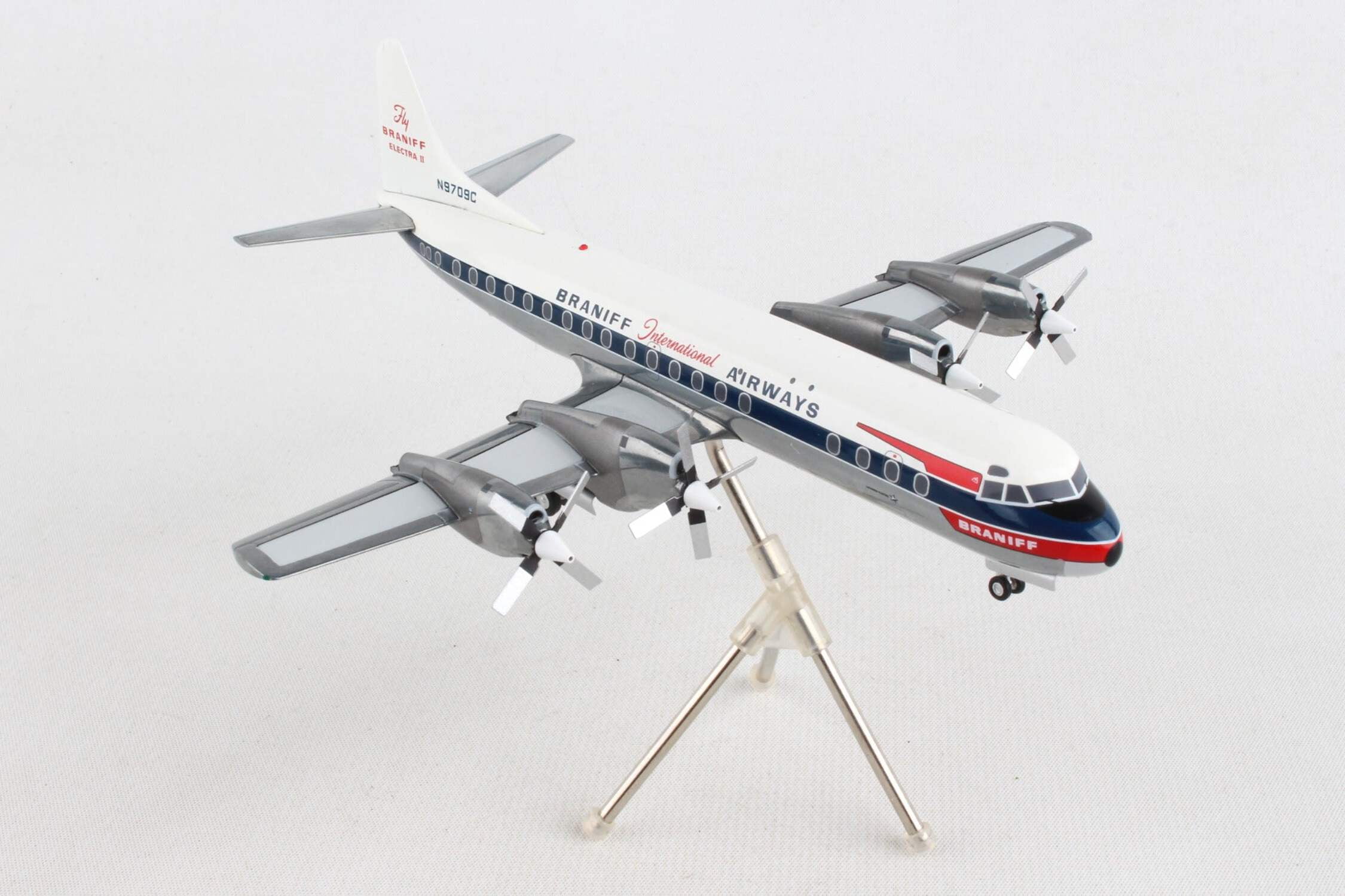 Lockheed L-188 Electra Commercial Aircraft White with Blue Stripes 1/ ...